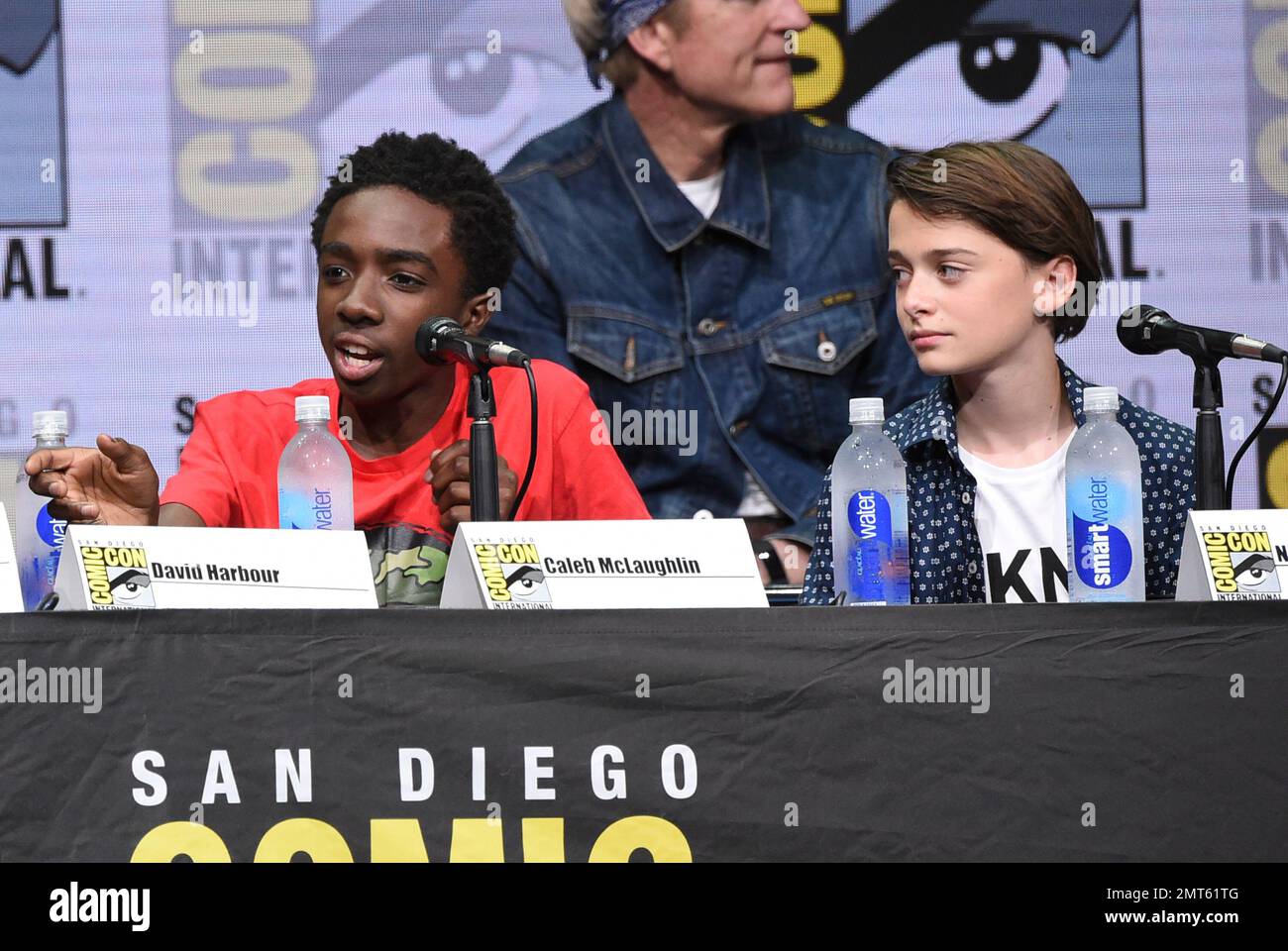 Caleb McLaughlin, left, and Noah Schnapp attend the "Stranger Things ...