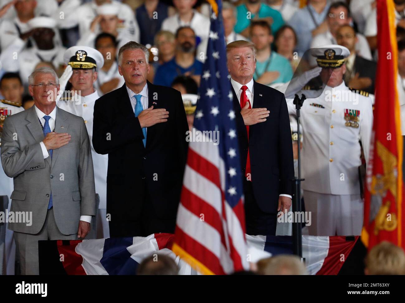 From left, Sen. Roger Wicker, R-Miss., Virginia Gov. Terry McAuliffe ...