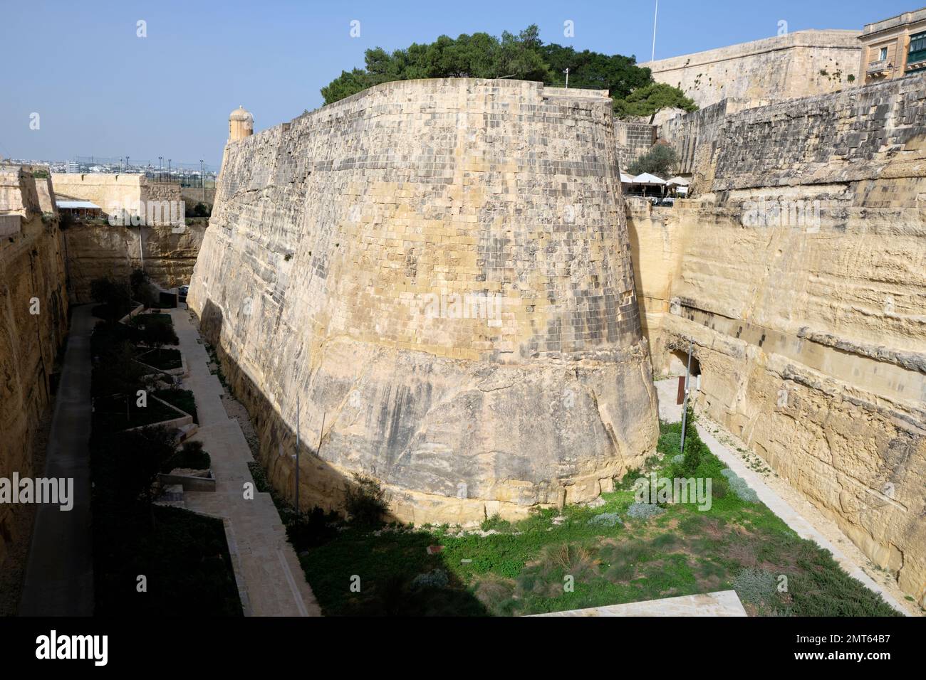 Ancient walls in the main gate of the old town - La Valletta - Malta ...