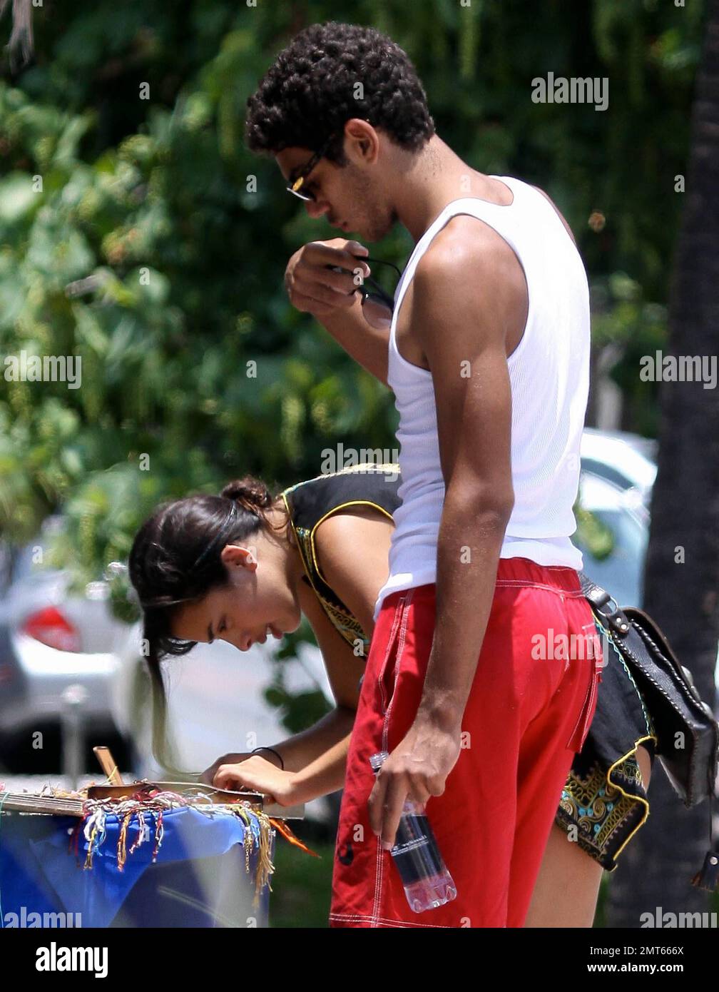 Noah Becker and bikini-clad girlfriend Rafaela Remy Sanchez stop at a ...