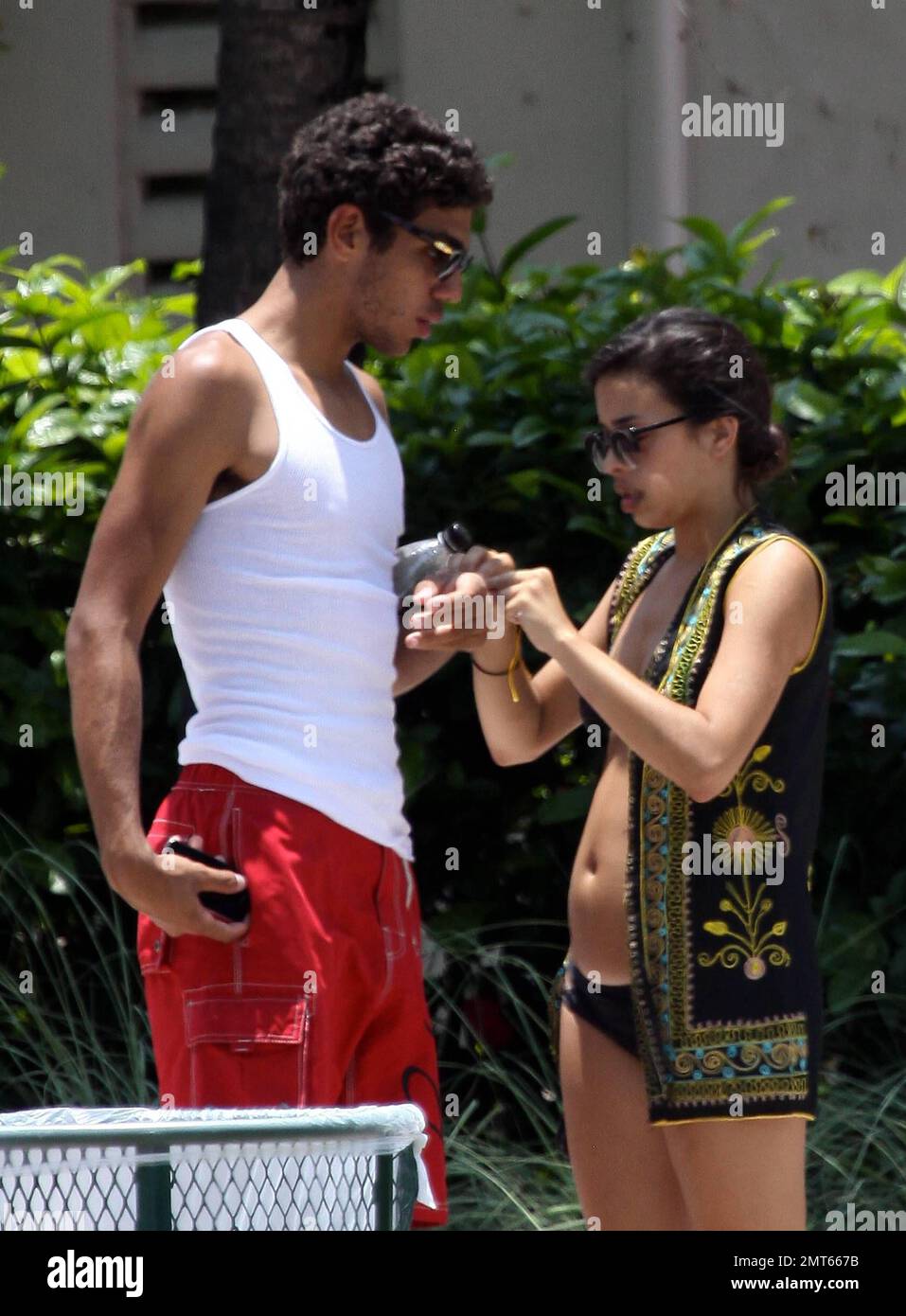 Noah Becker and bikini-clad girlfriend Rafaela Remy Sanchez stop at a ...