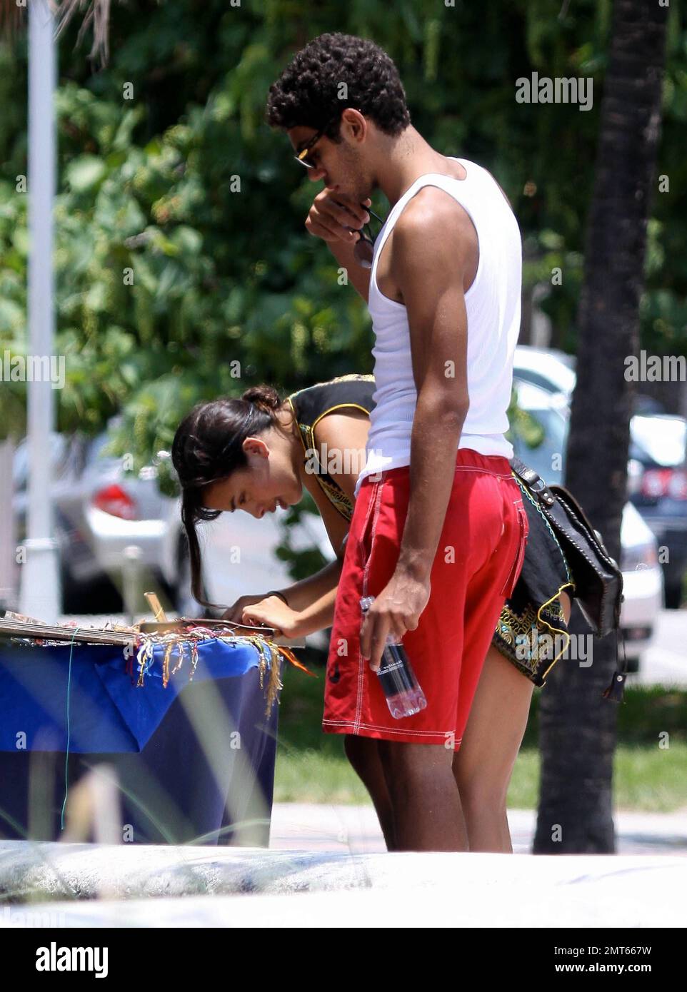 Noah Becker and bikini-clad girlfriend Rafaela Remy Sanchez stop at a ...