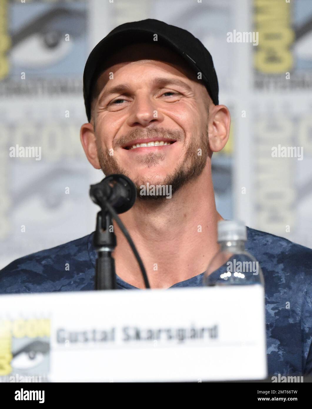 Gustaf Skarsgard attends the "Vikings" panel on day two of Comic-Con ...