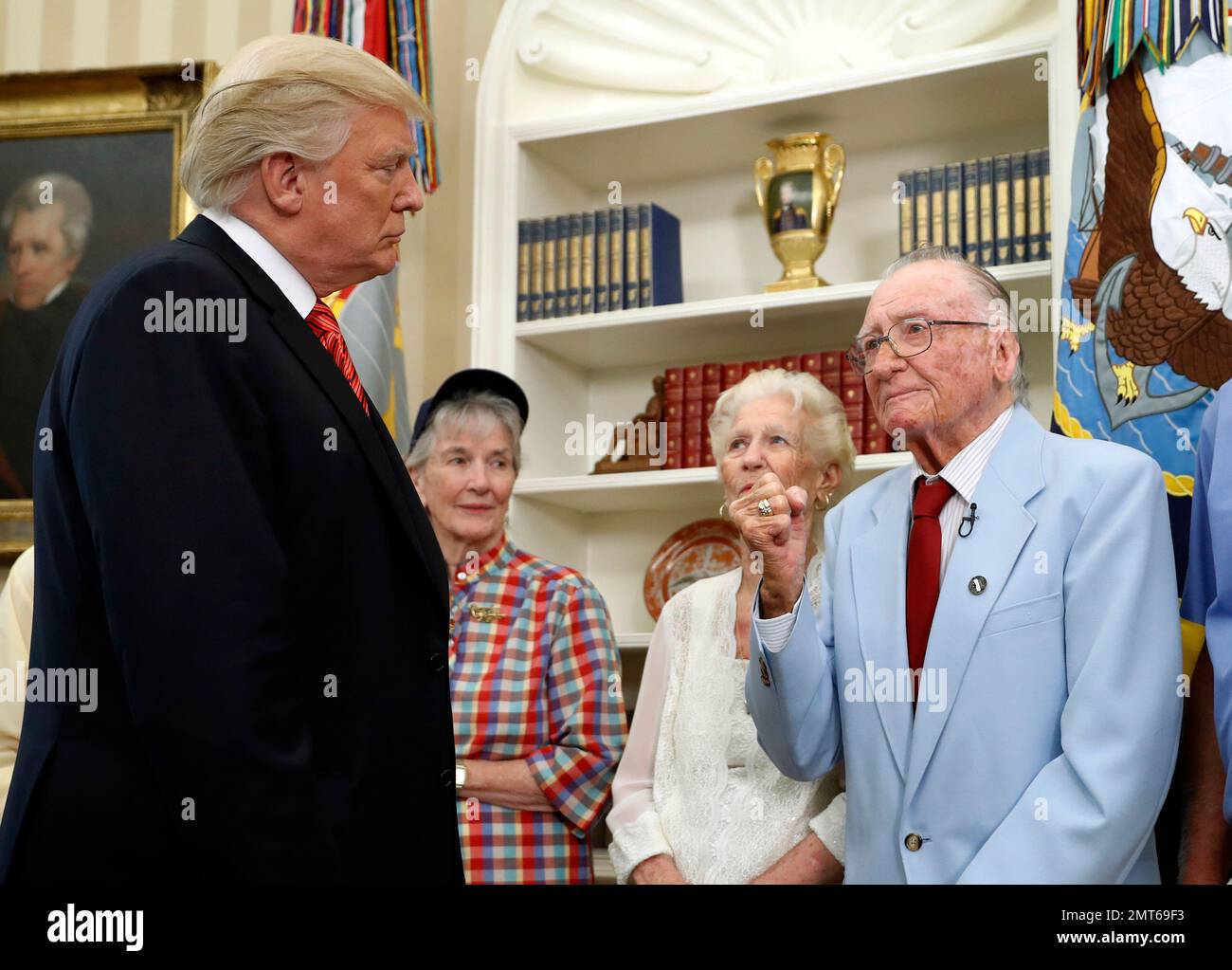 President Donald Trump listens to USS Arizona survivor Donald Stratton ...