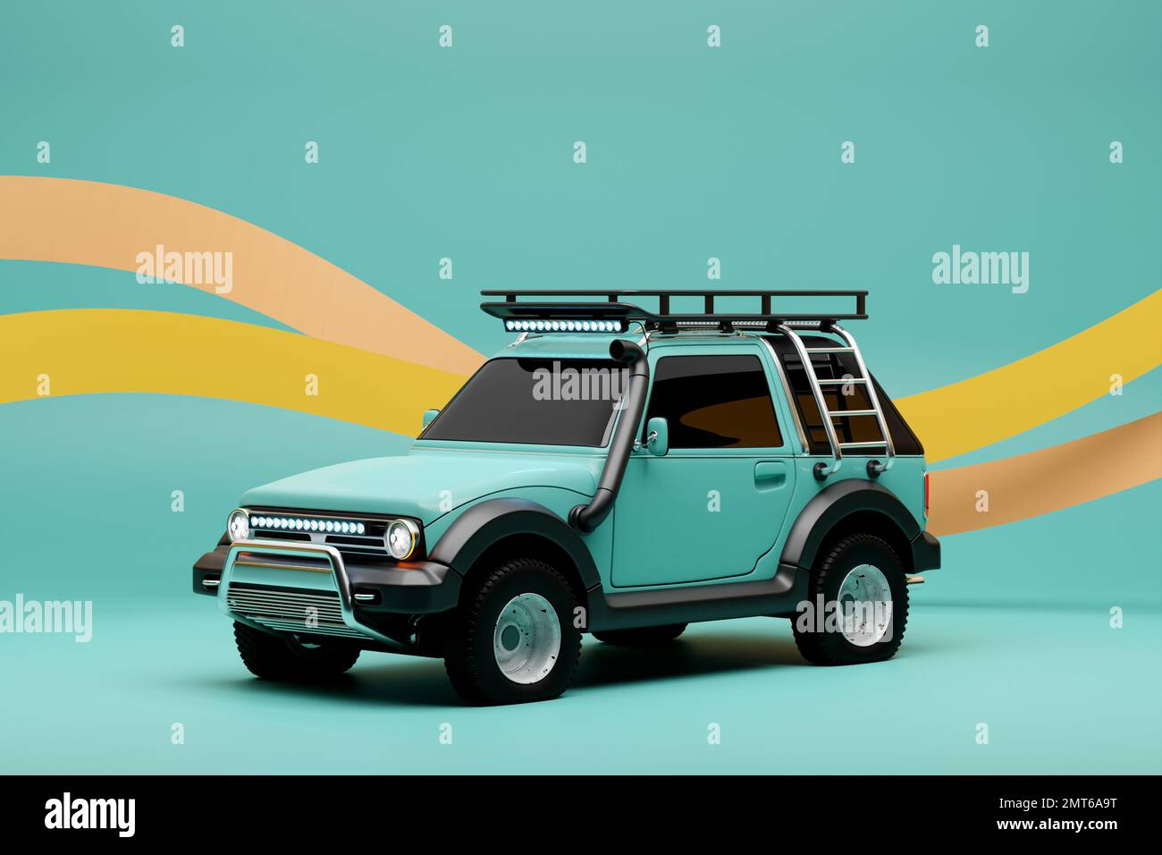 A powerful blue Off-road car 4x4, safari, expedition off-roader, side ...