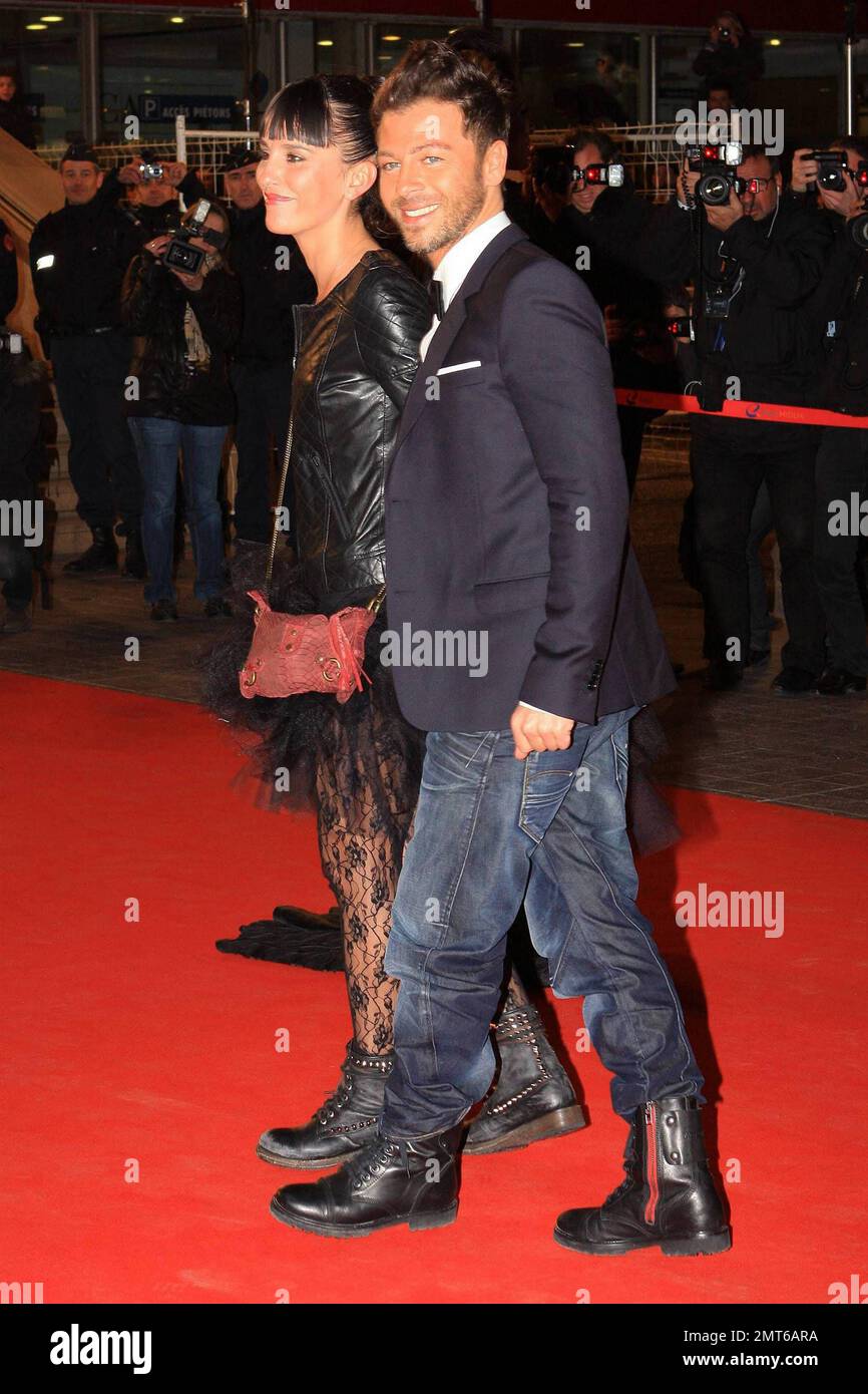 French pop singer Christophe Mae (R) and Nadege attend the 12th annual ...