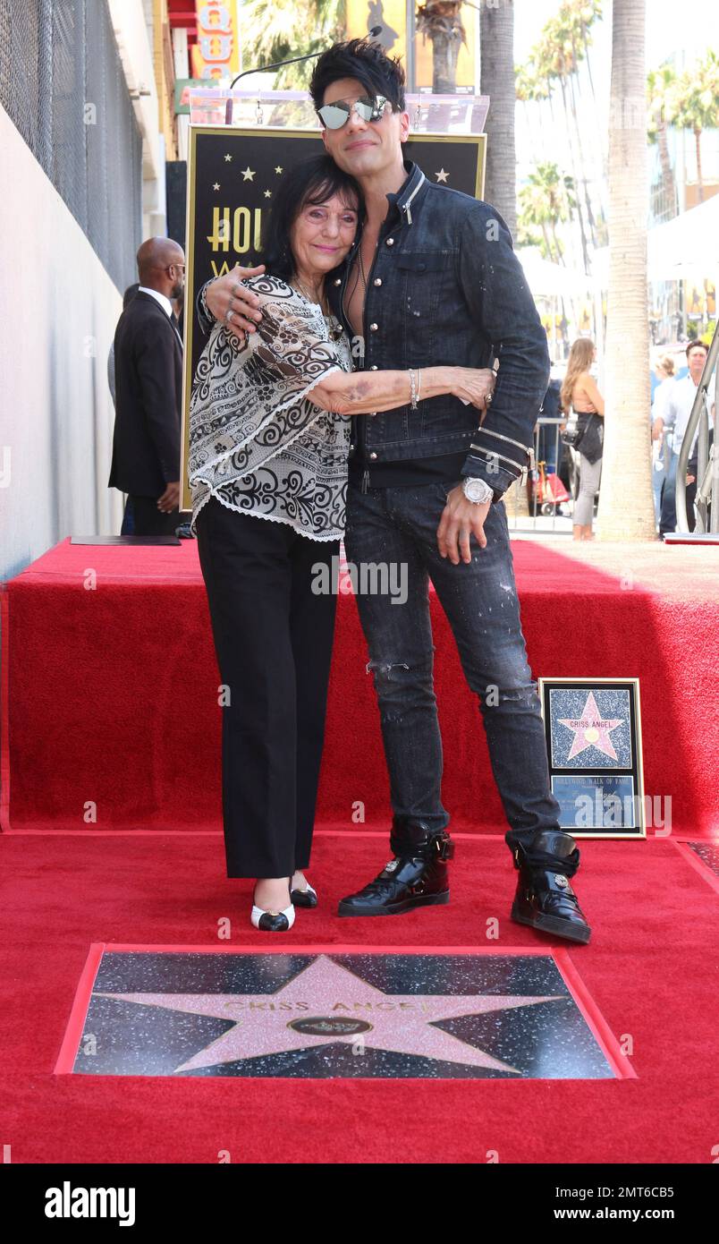Criss Angel, right, and his mom Dimitra Sarantakos pose at the Star on ...