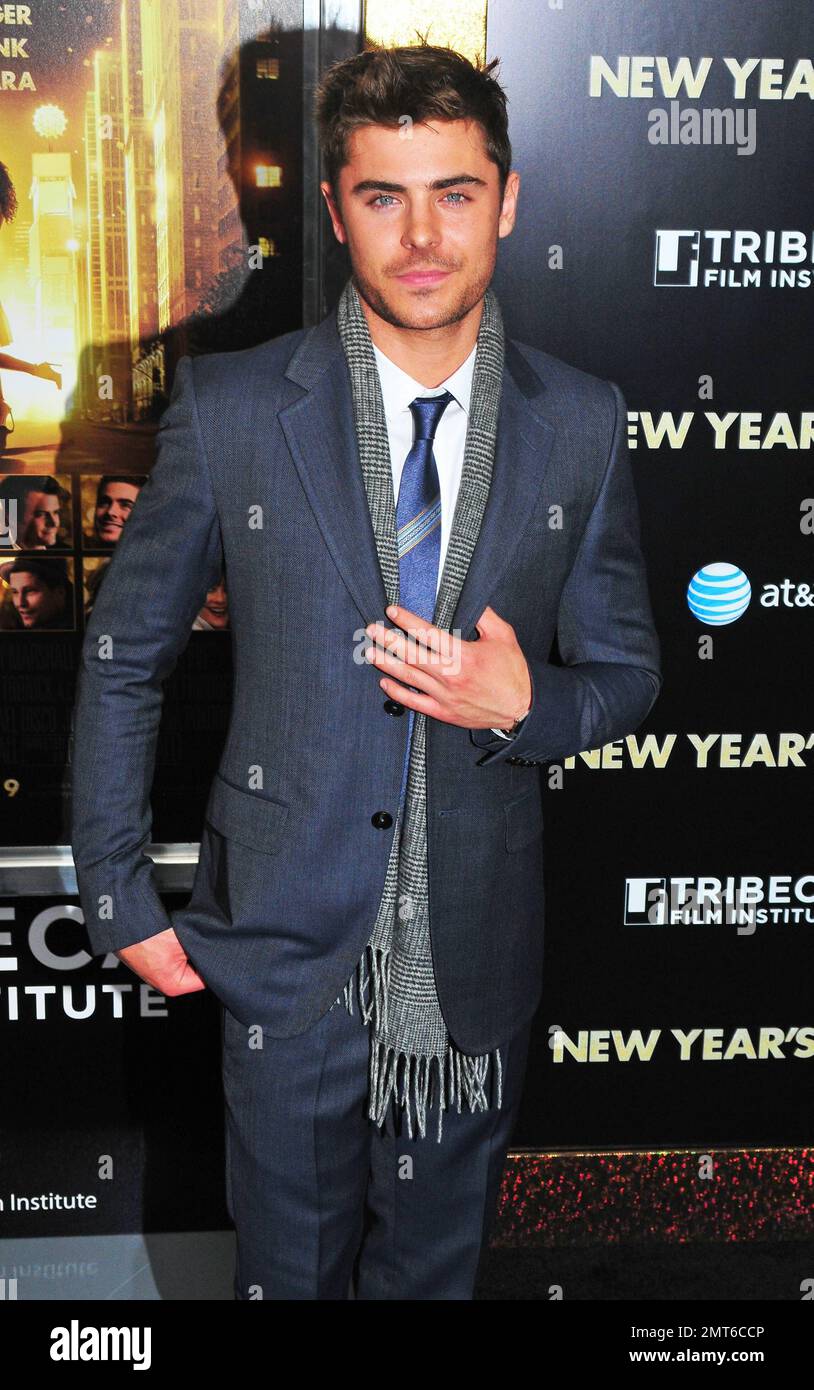 Zac Efron at the premiere of "New Year's Eve" held at the Ziegfeld ...