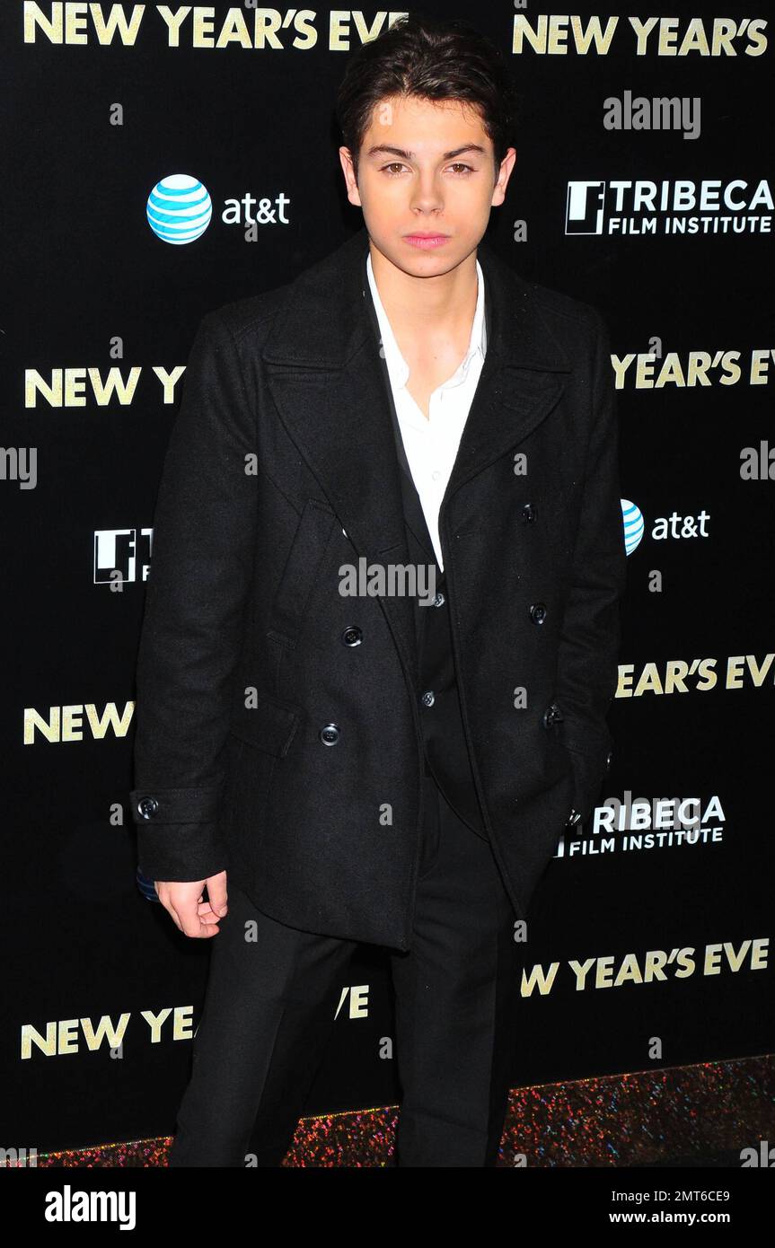 Jake T Austin at the premiere of "New Year's Eve" held at the Ziegfeld ...