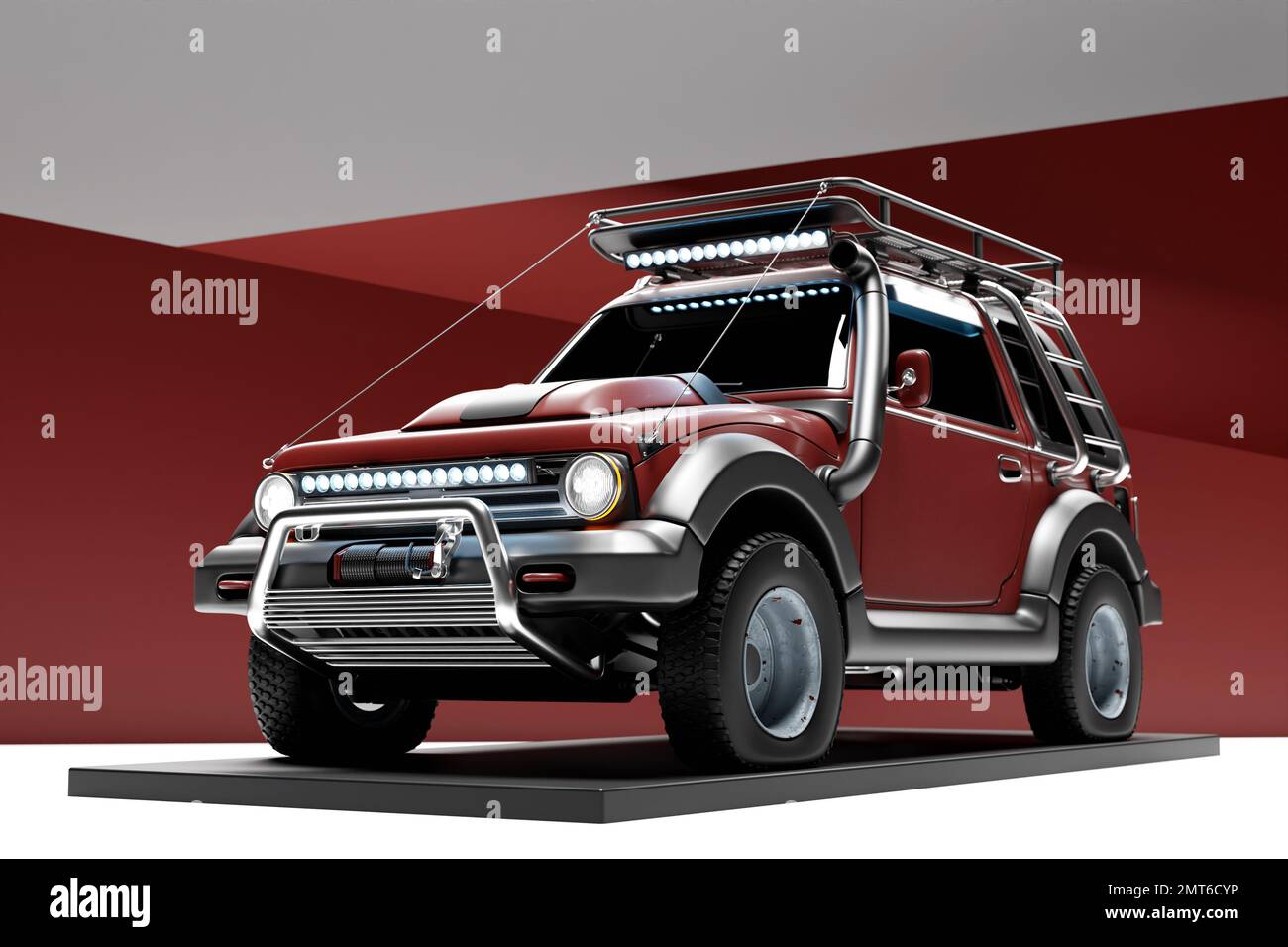 A powerful burgundy Off-road car 4x4, safari, expedition off-roader ...