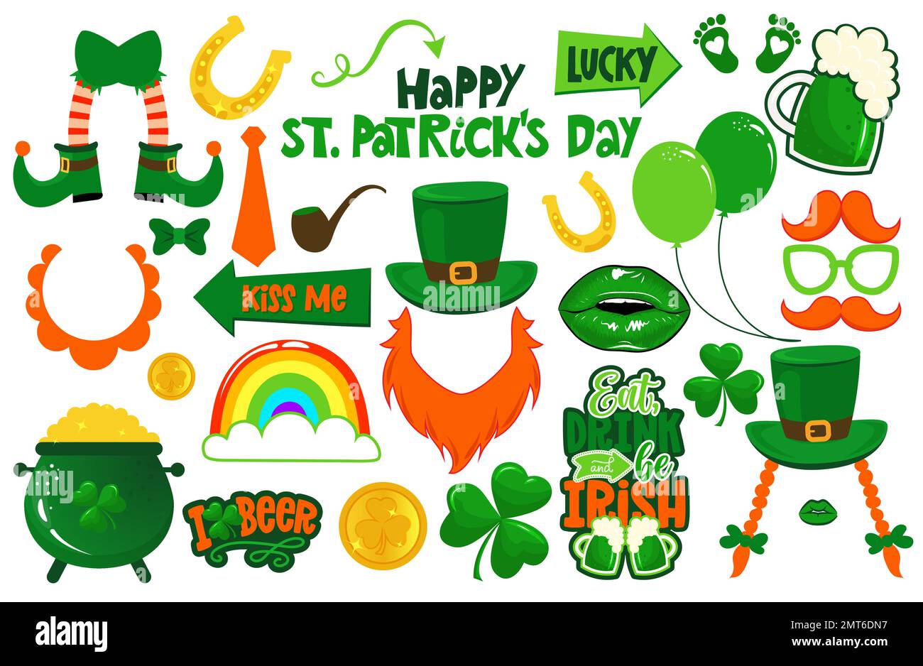 Happy Saint Patricks Day photo booth prop set. Premium vector lucky ...
