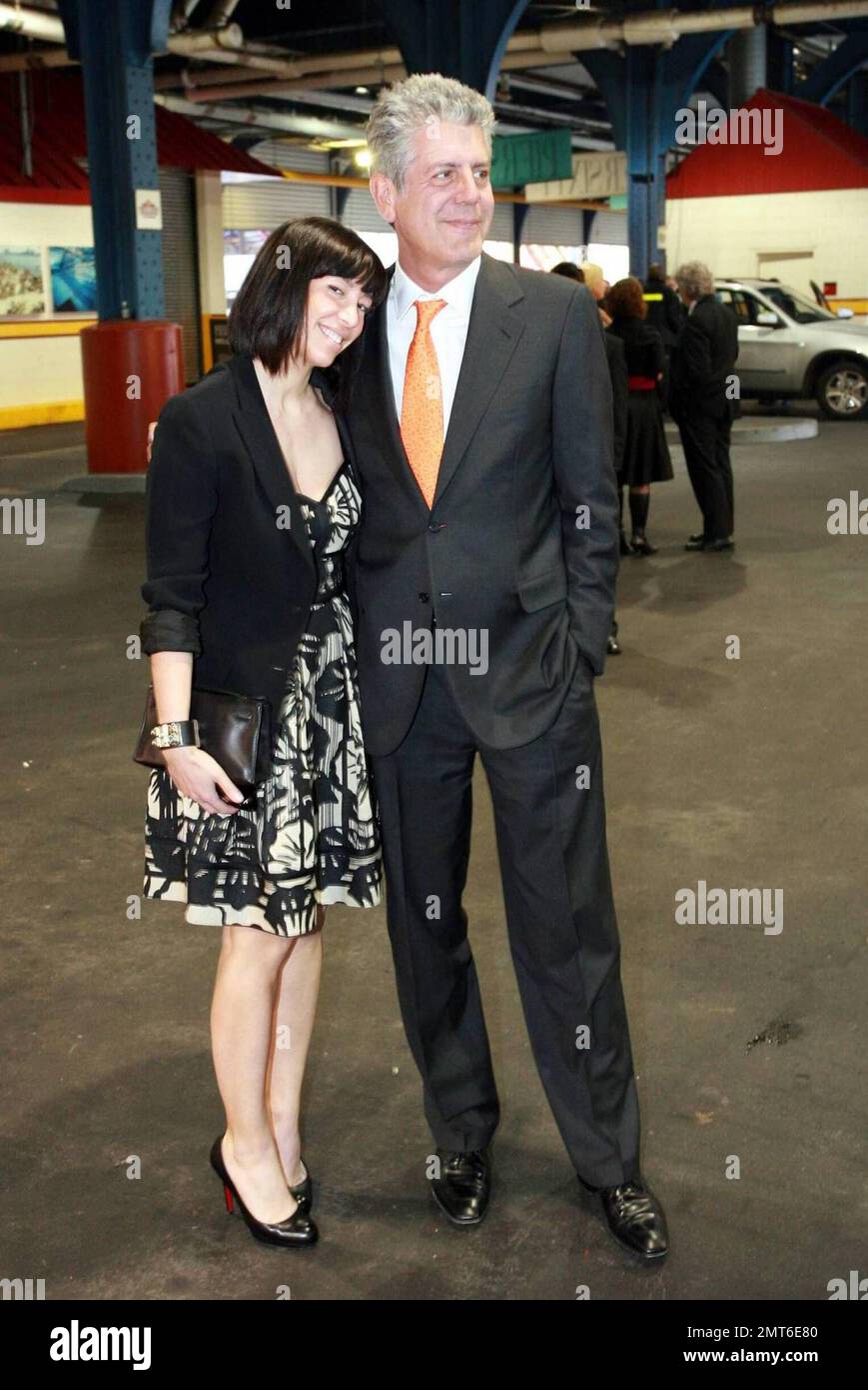 Anthony Bourdain and Ottavia Busia attend the Food Bank for New York ...