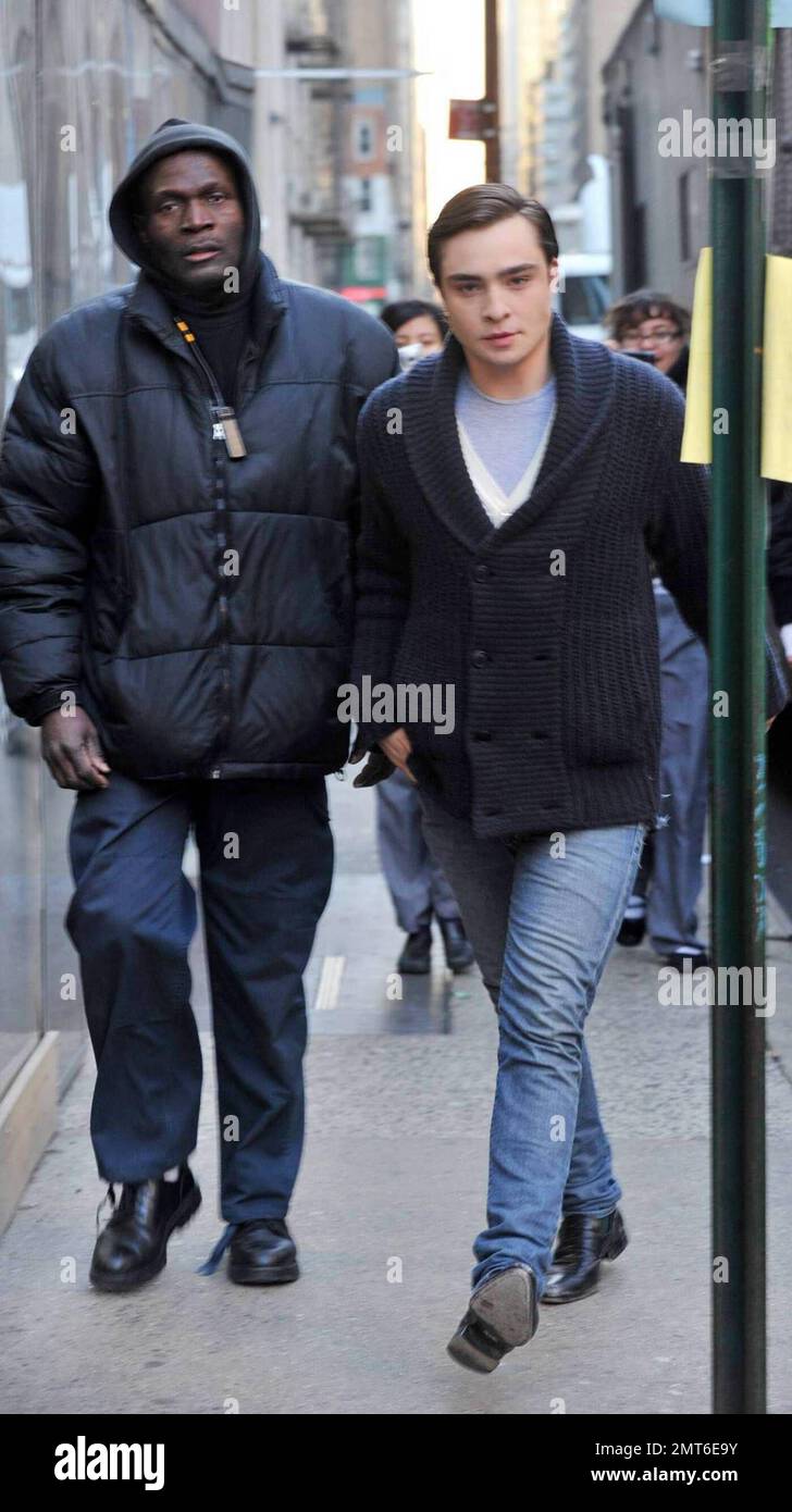 Actor Ed Westwick on the set of Gossip Girl filming in Manhattan. New ...