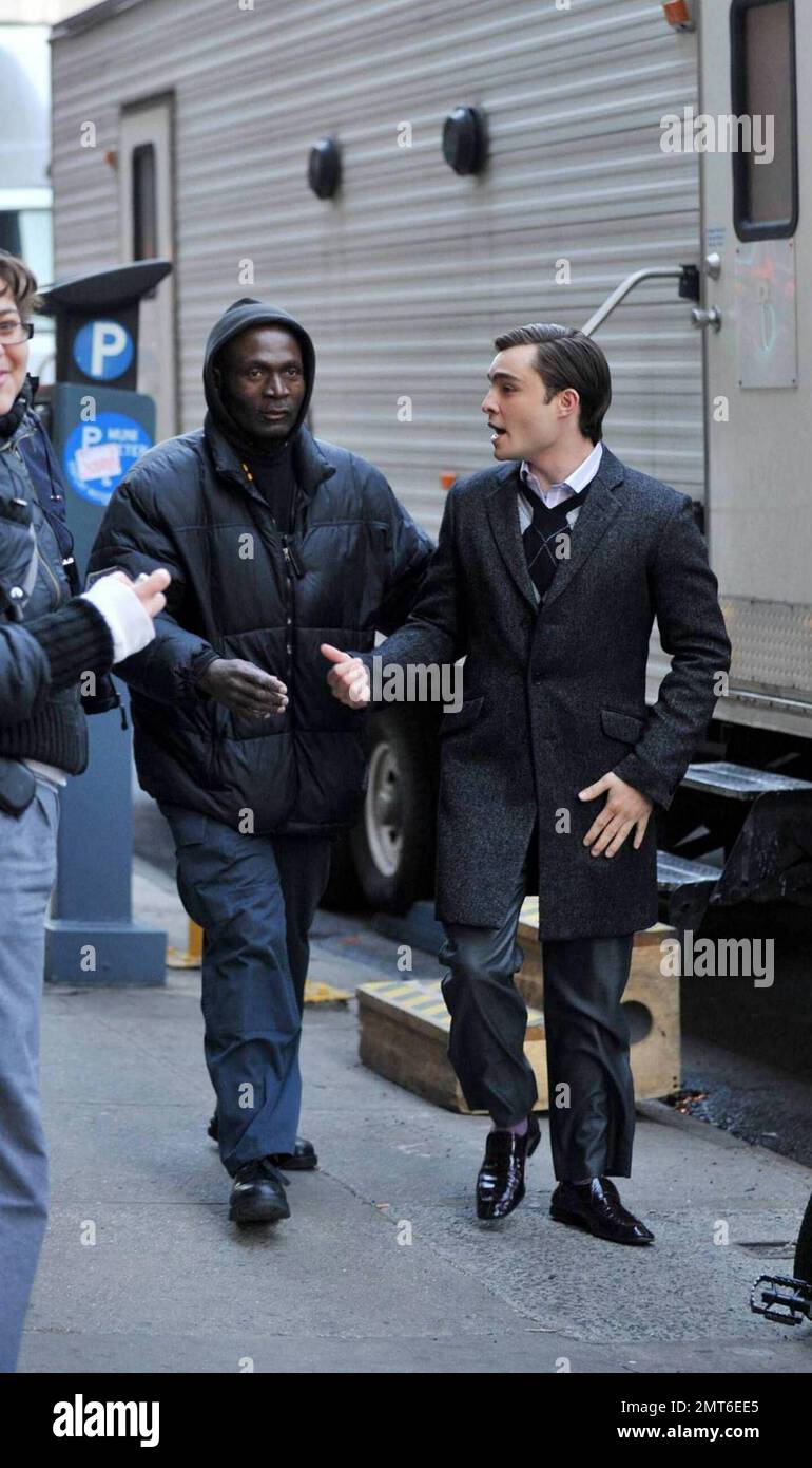 Actor Ed Westwick on the set of Gossip Girl filming in Manhattan. New ...