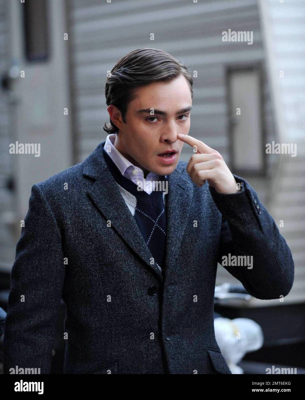 Actor Ed Westwick on the set of Gossip Girl filming in Manhattan. New ...