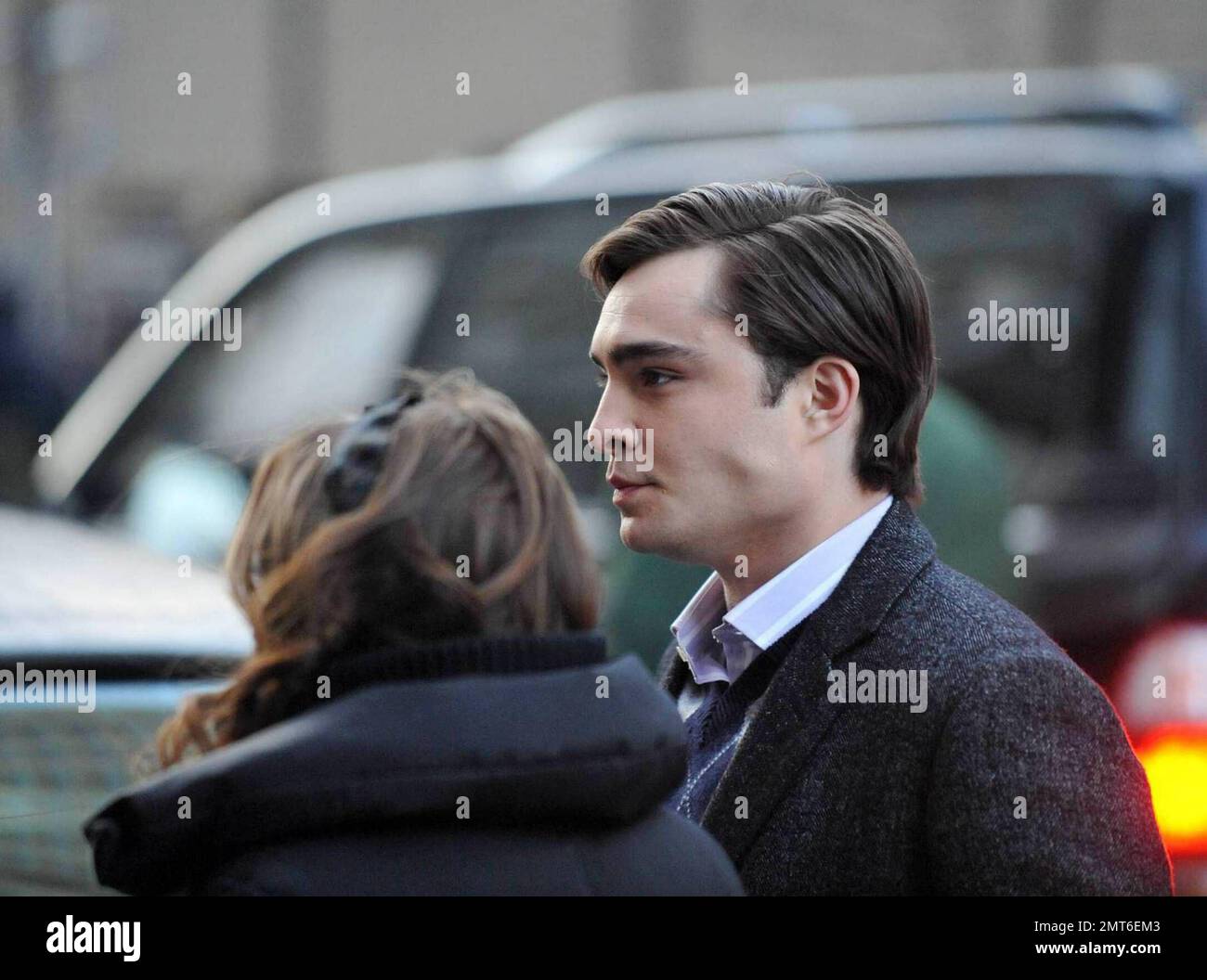 Actor Ed Westwick on the set of Gossip Girl filming in Manhattan. New ...