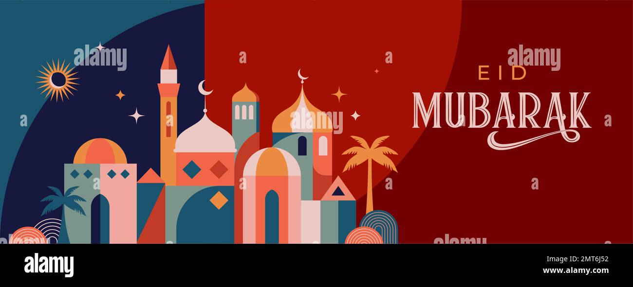 Geometric style colorful Islamic Ramadan Kareem banner, poster design ...