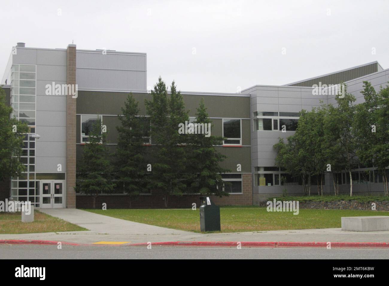 This June 27, 2017, photo shows the exterior of South Anchorage High ...
