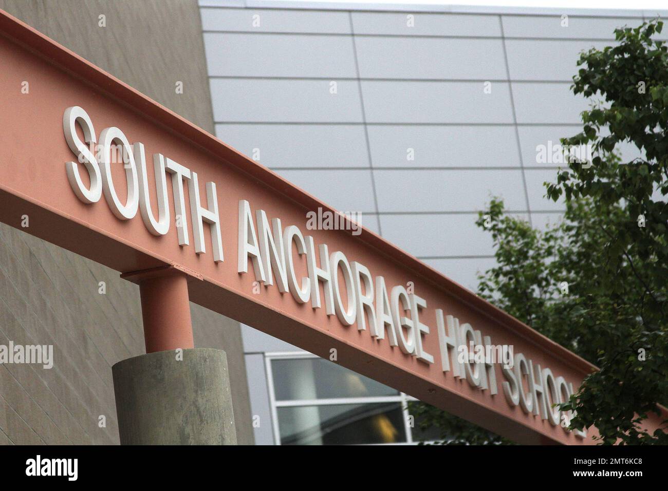This June 27, 2017, photo shows the exterior of South Anchorage High ...