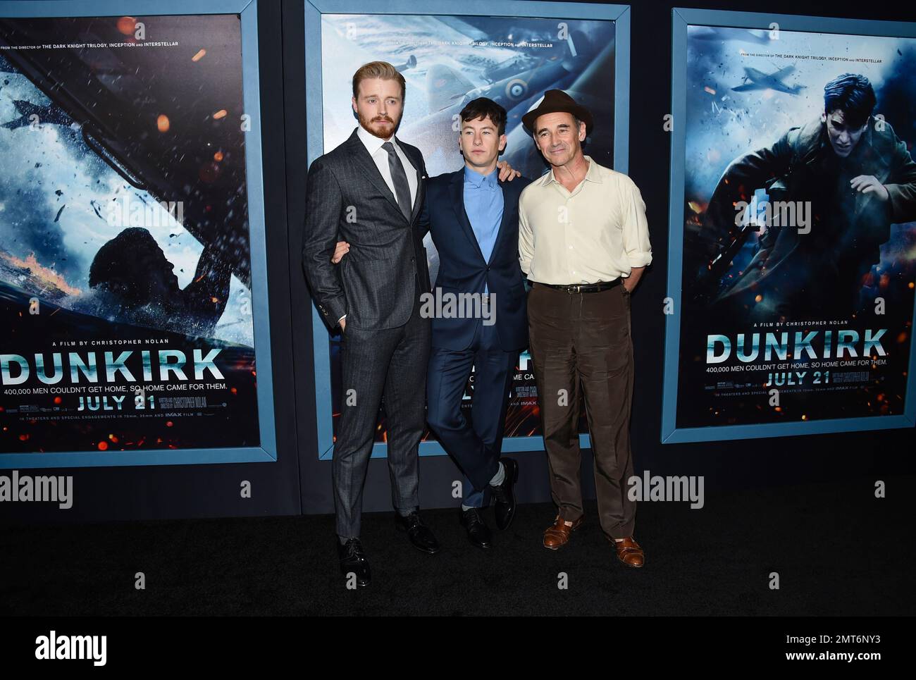 Actors Jack Lowden, left, Barry Keoghan and Mark Rylance attend the ...