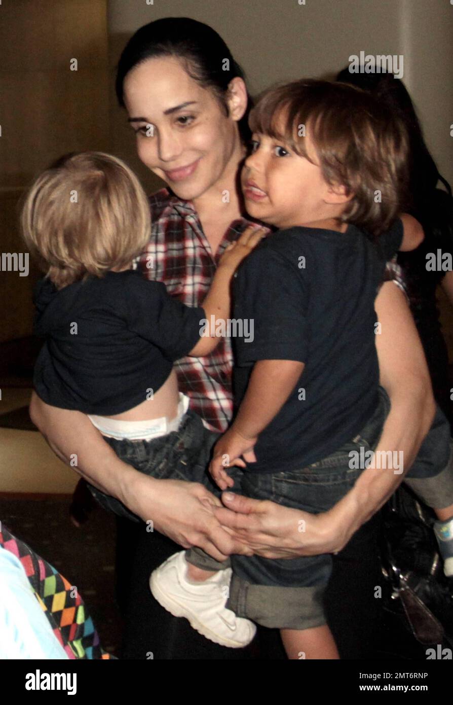 EXCLUSIVE!! Nadya Suleman (aka Octomom) arrives at LAX with her large ...