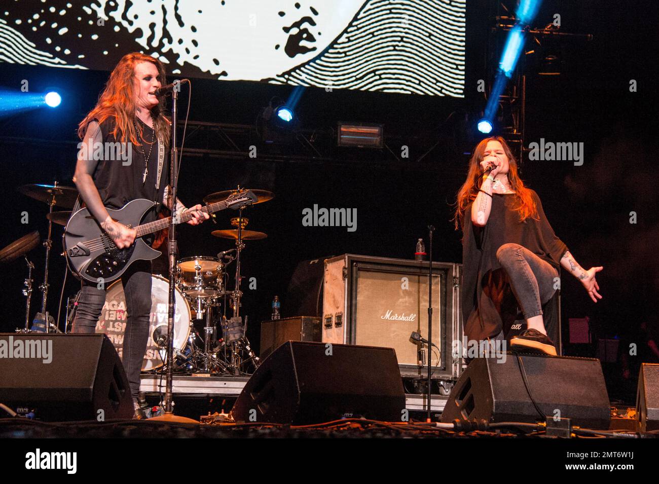 Laura Jane Grace, left, and Mina Caputo seen at 2017 Alternative Press ...