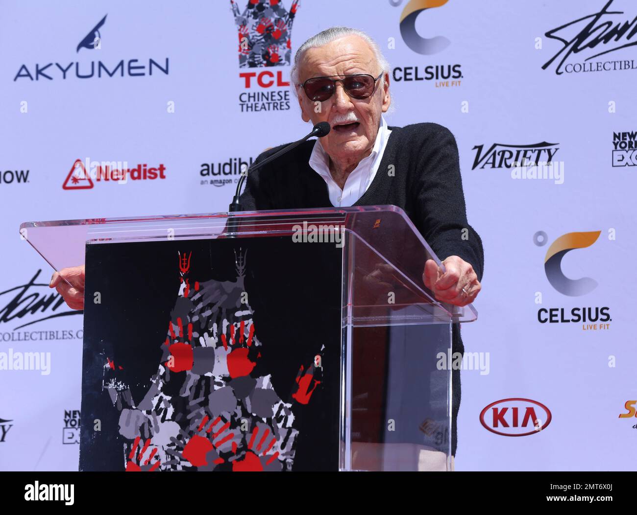 Stan Lee speaks at his hand and footprint ceremony at the TCL Chinese ...