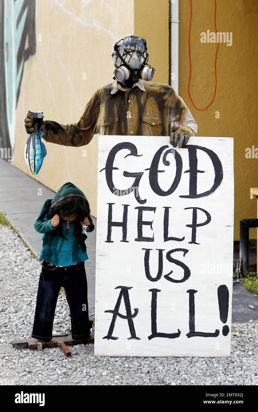 A protest sign in Grand Isle, Louisiana, the site of the ongoing ...