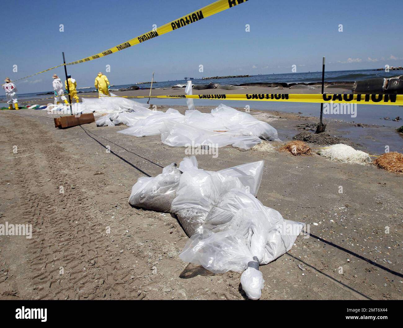 Contaminated clean up material in Grand Isle, Louisiana, the site of ...