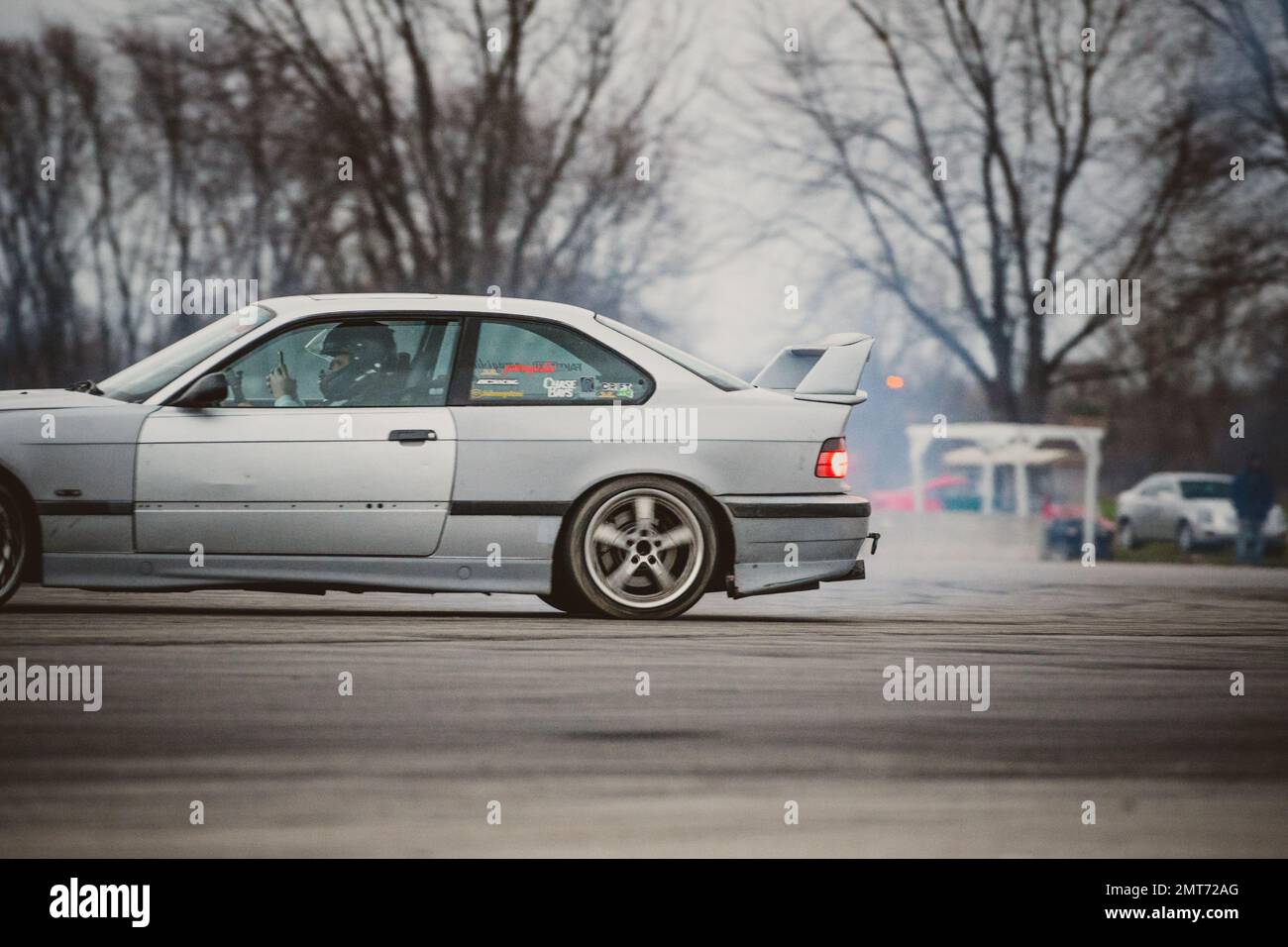 A car drifting at Great Lakes Dragaway on a gloomy day Stock Photo - Alamy