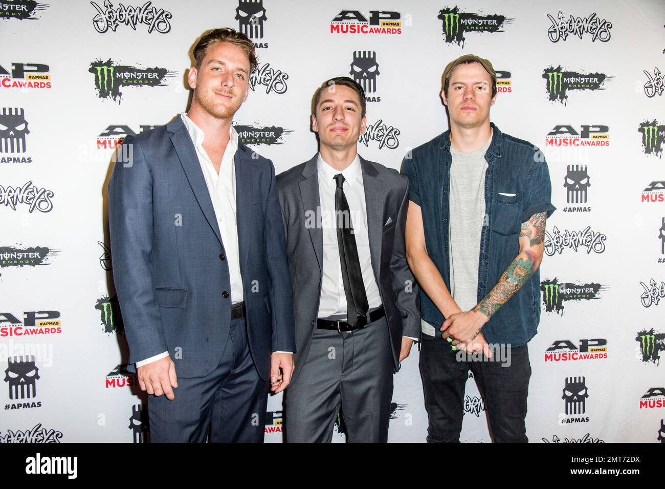 Josh Childress, from left, Ethan Yoder and Landon Tewers of The Plot in You seen at 2017 ...