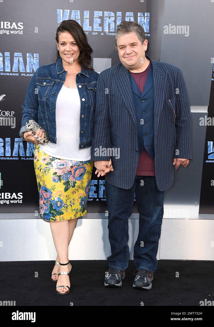Meredith Salenger, left, and Patton Oswalt arrive at the LA Premiere of ...
