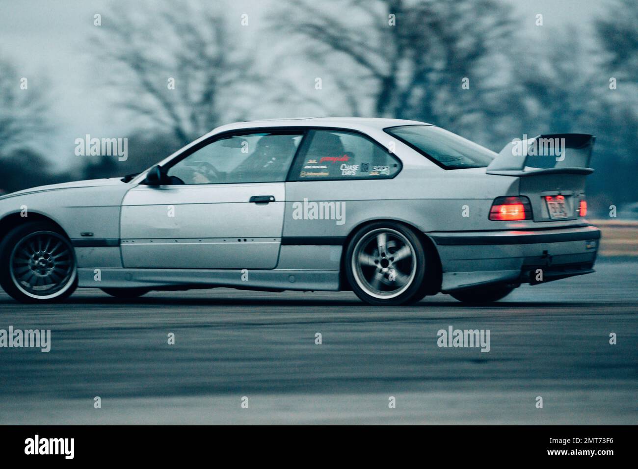 A car drifting at Great Lakes Dragaway on a gloomy day Stock Photo - Alamy