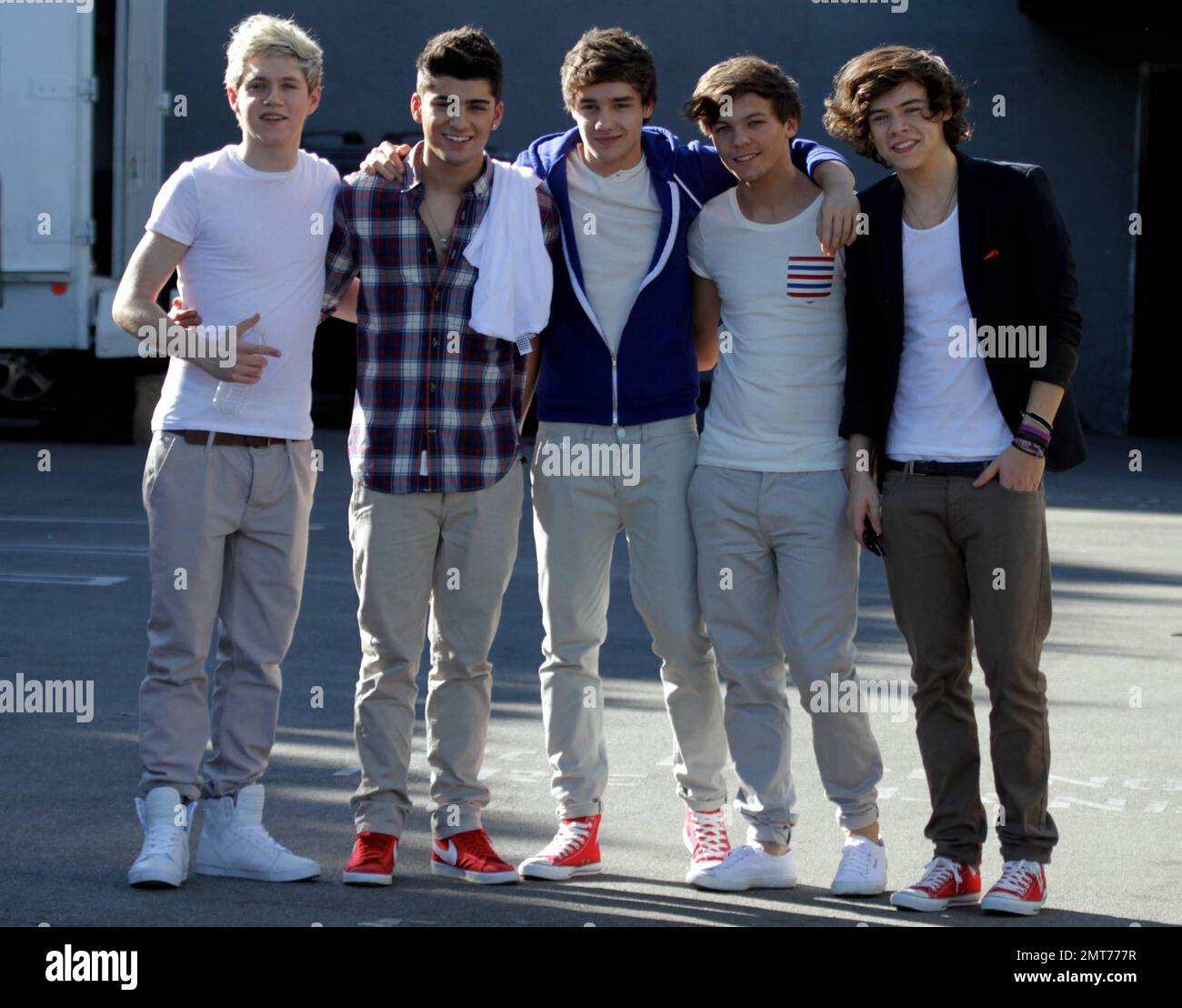 British boy band 'One Direction' were seen taking a break on the ...