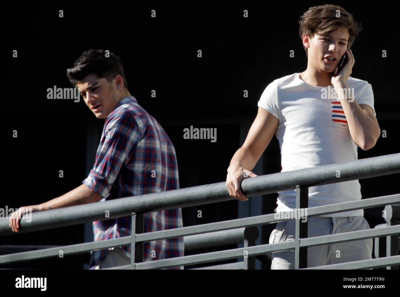 British boy band 'One Direction' were seen taking a break on the ...