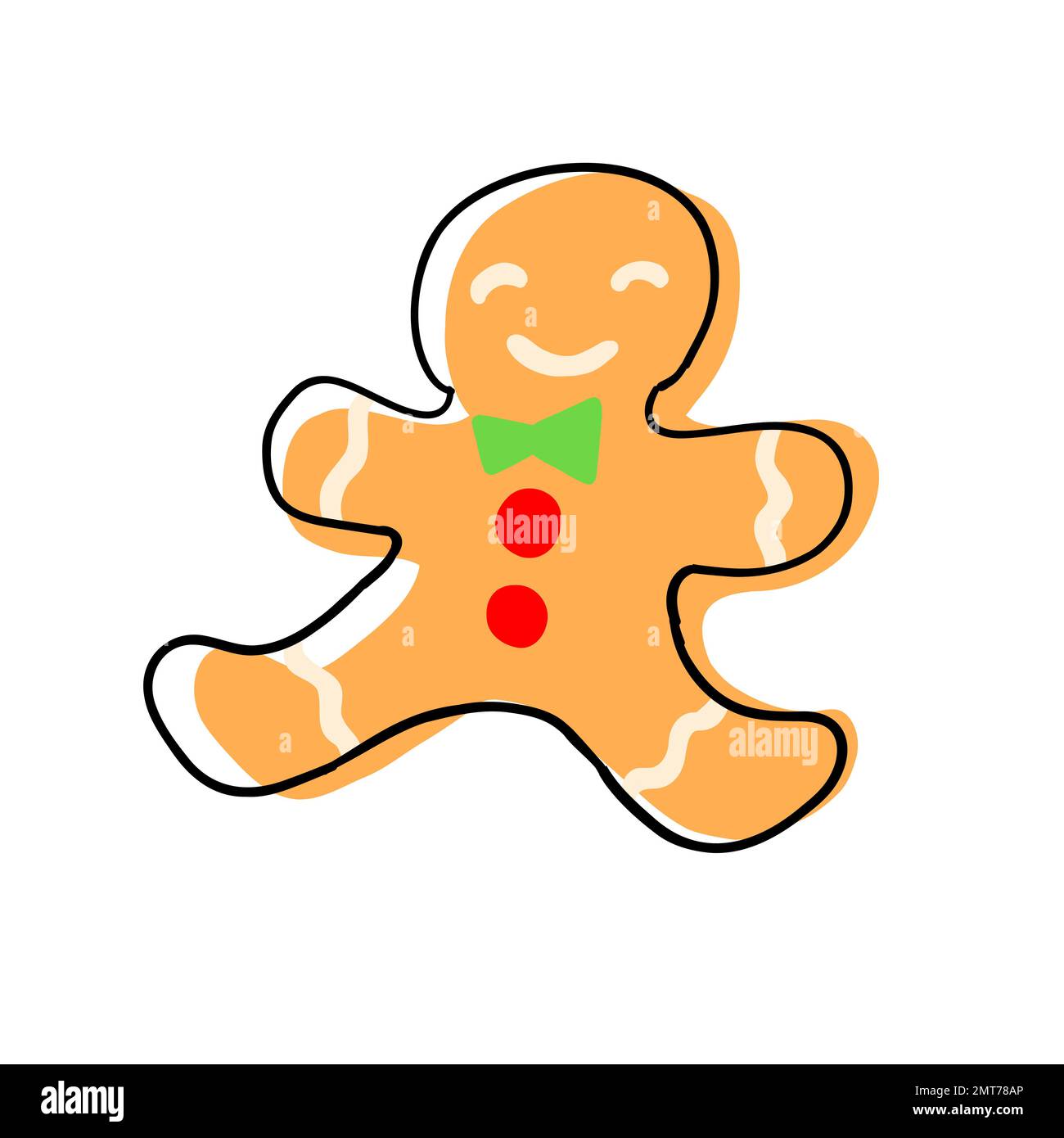 Gingerbread man in cartoon style. Christmas and New Year cookie. Vector ...