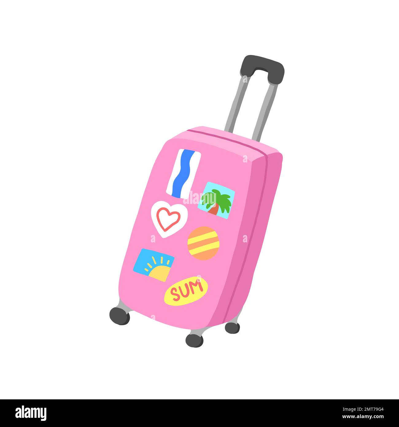 Pinks Travelers Suitcase Vector Illustration In Cartoon Flat Style