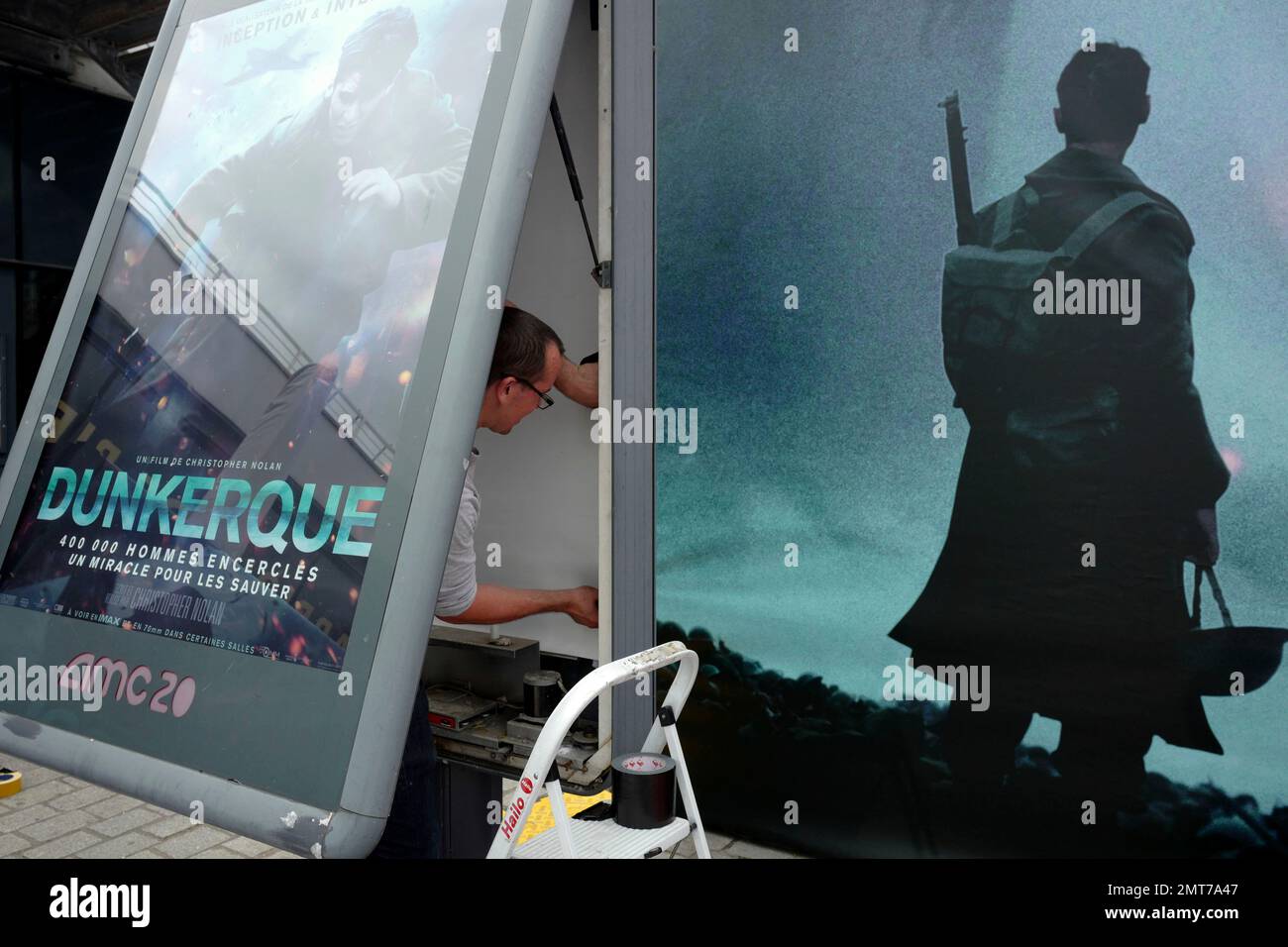 The poster of the movie "Dunkirk," in Dunkirk, northern France, Sunday ...