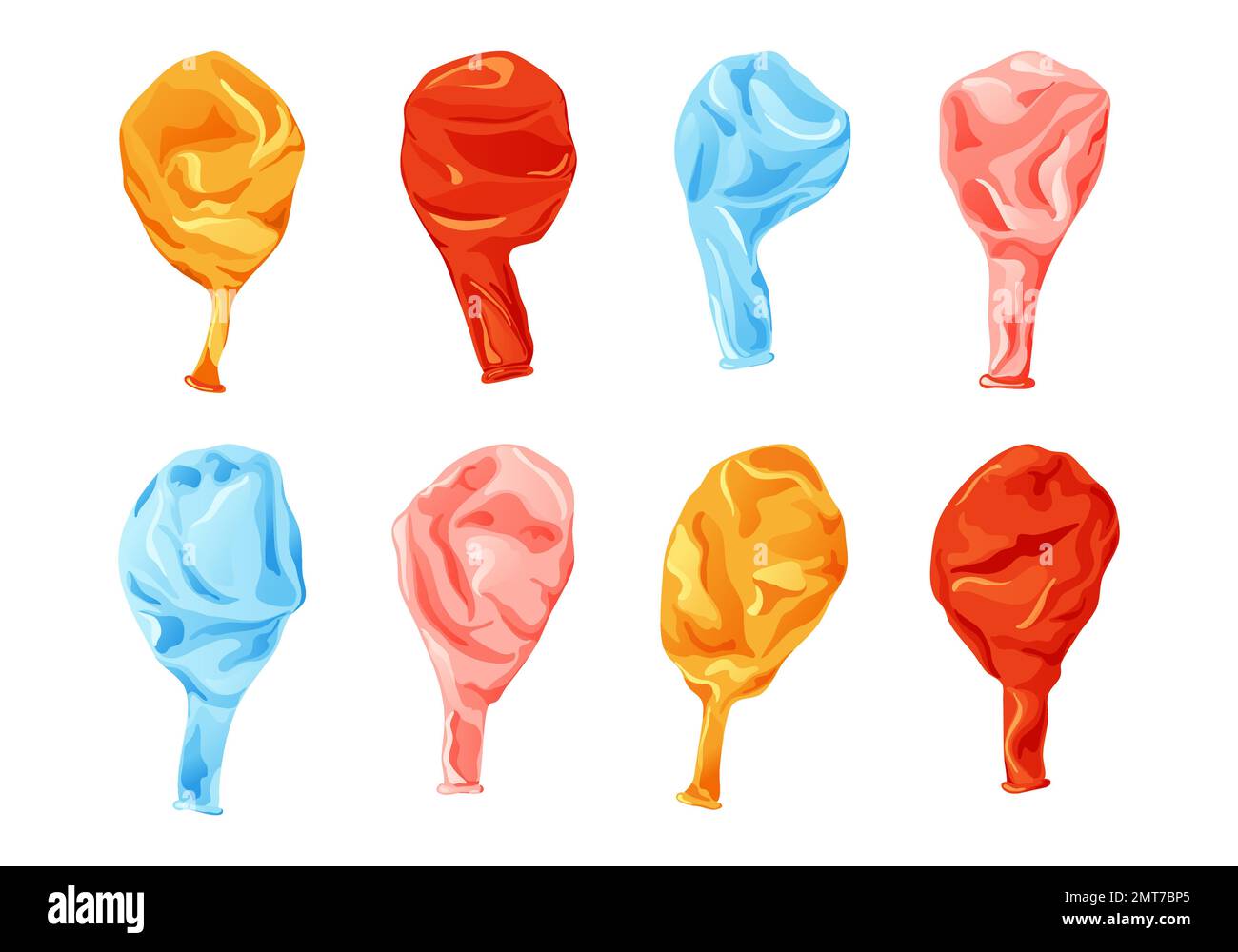 Cartoon inflatable balloon of various shapes and colors. Empty rubber ...