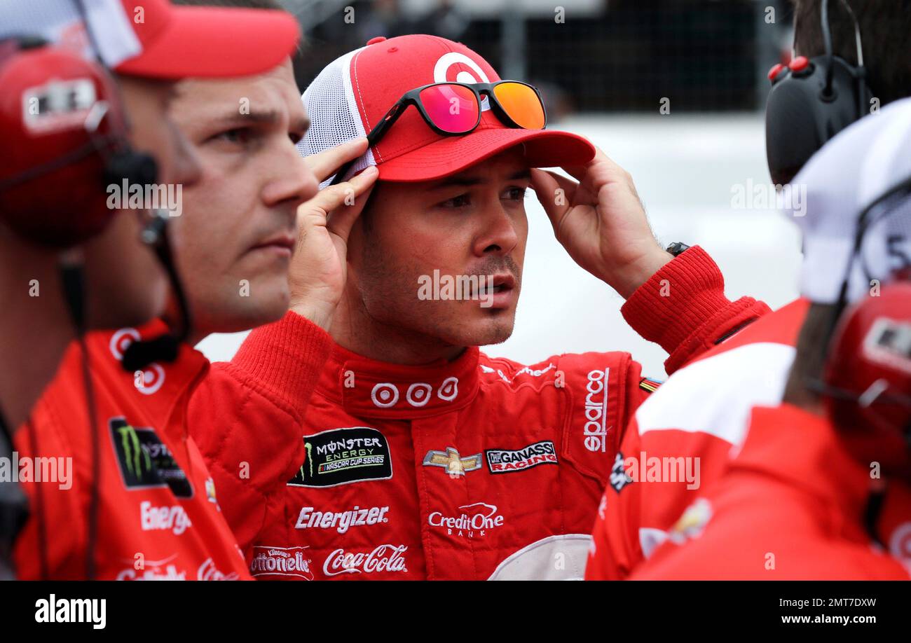 Driver Kyle Larson along pit row prior to a NASCAR Cup auto race at the ...