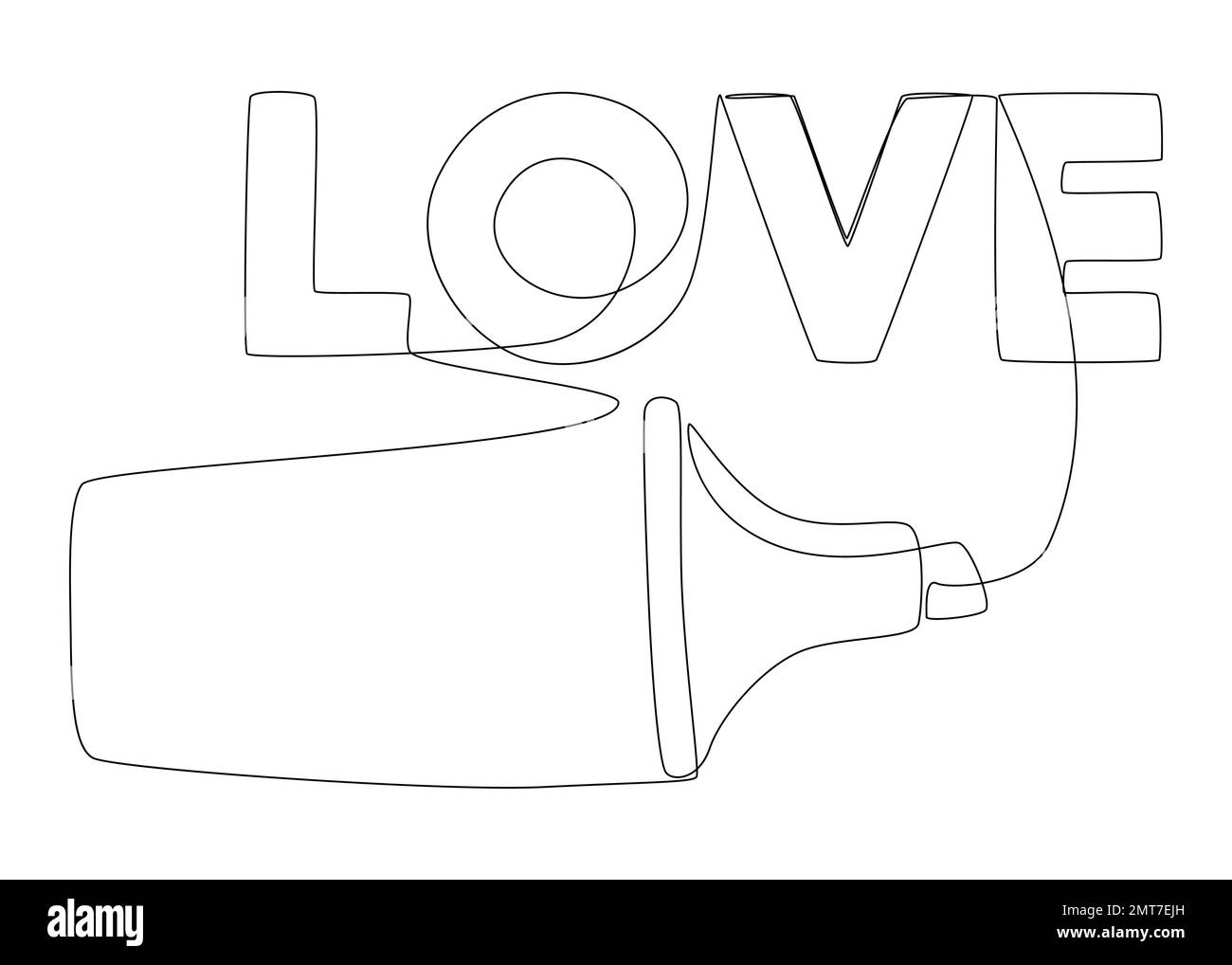 One continuous line of Love word written by pen. Thin Line Illustration ...