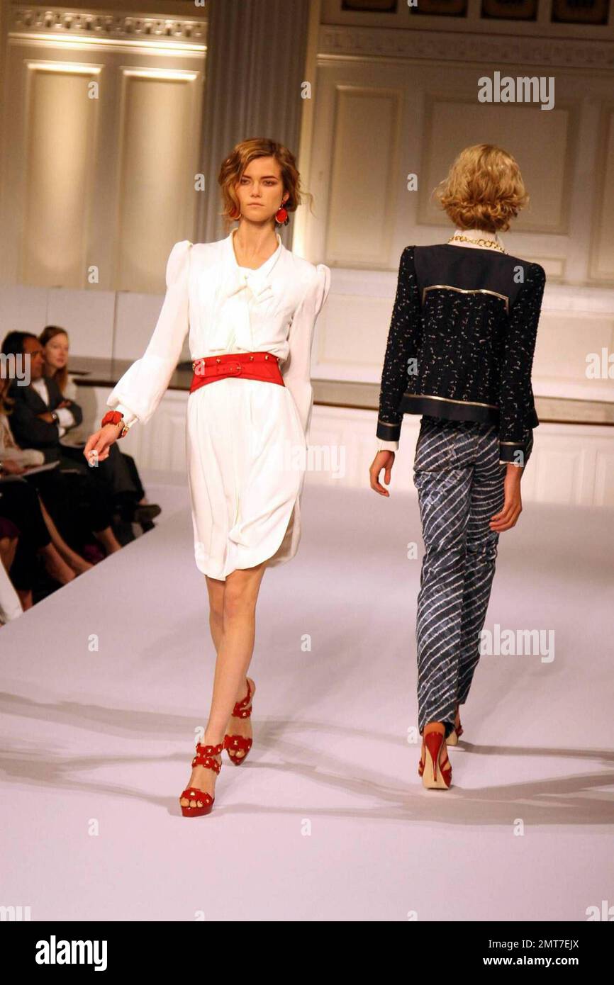 Models walk the runway during Oscar De La Renta's spring fashion show ...