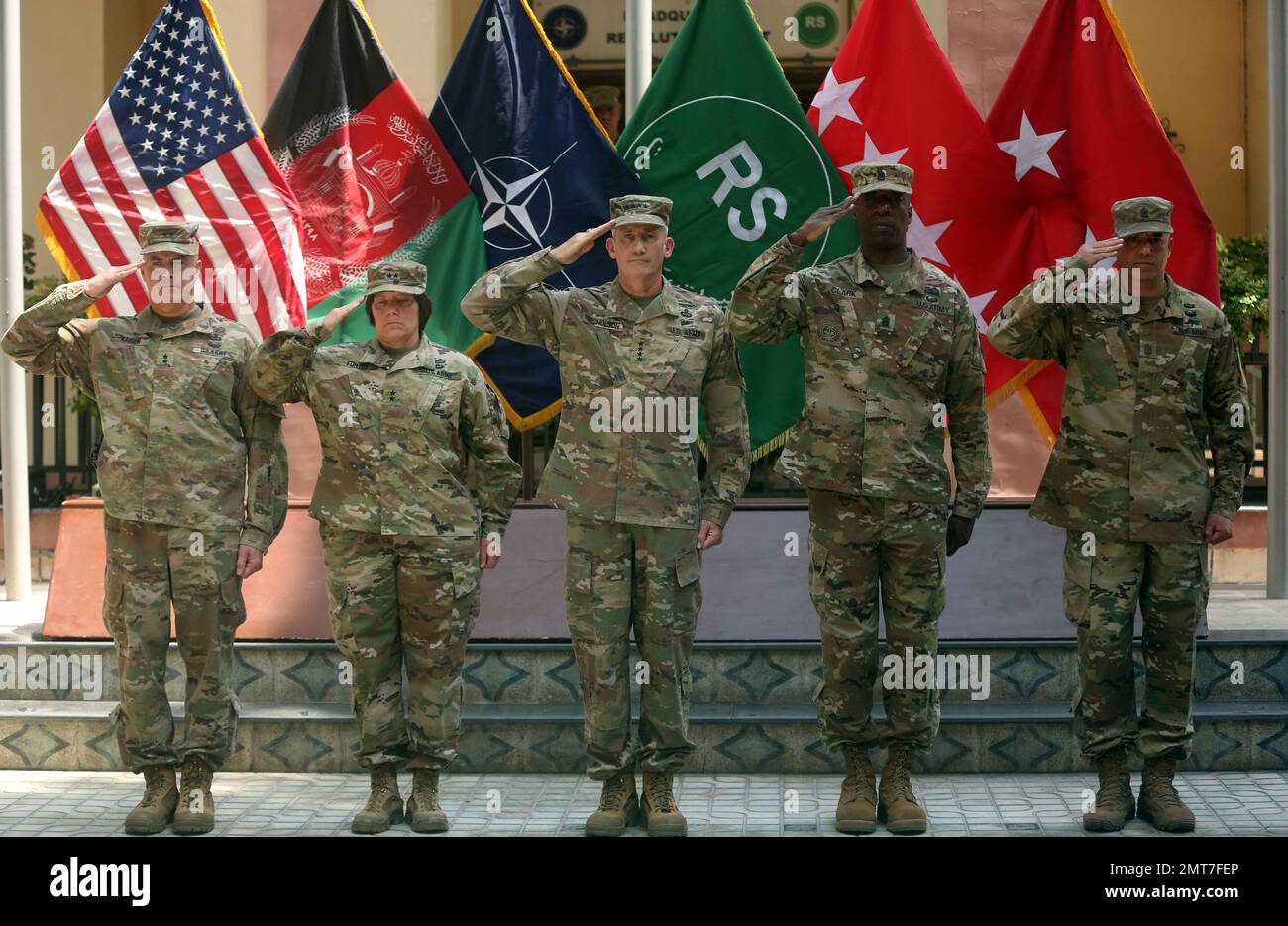 Army Gen. John W. Nicholson, center, commander of the Resolute Support ...
