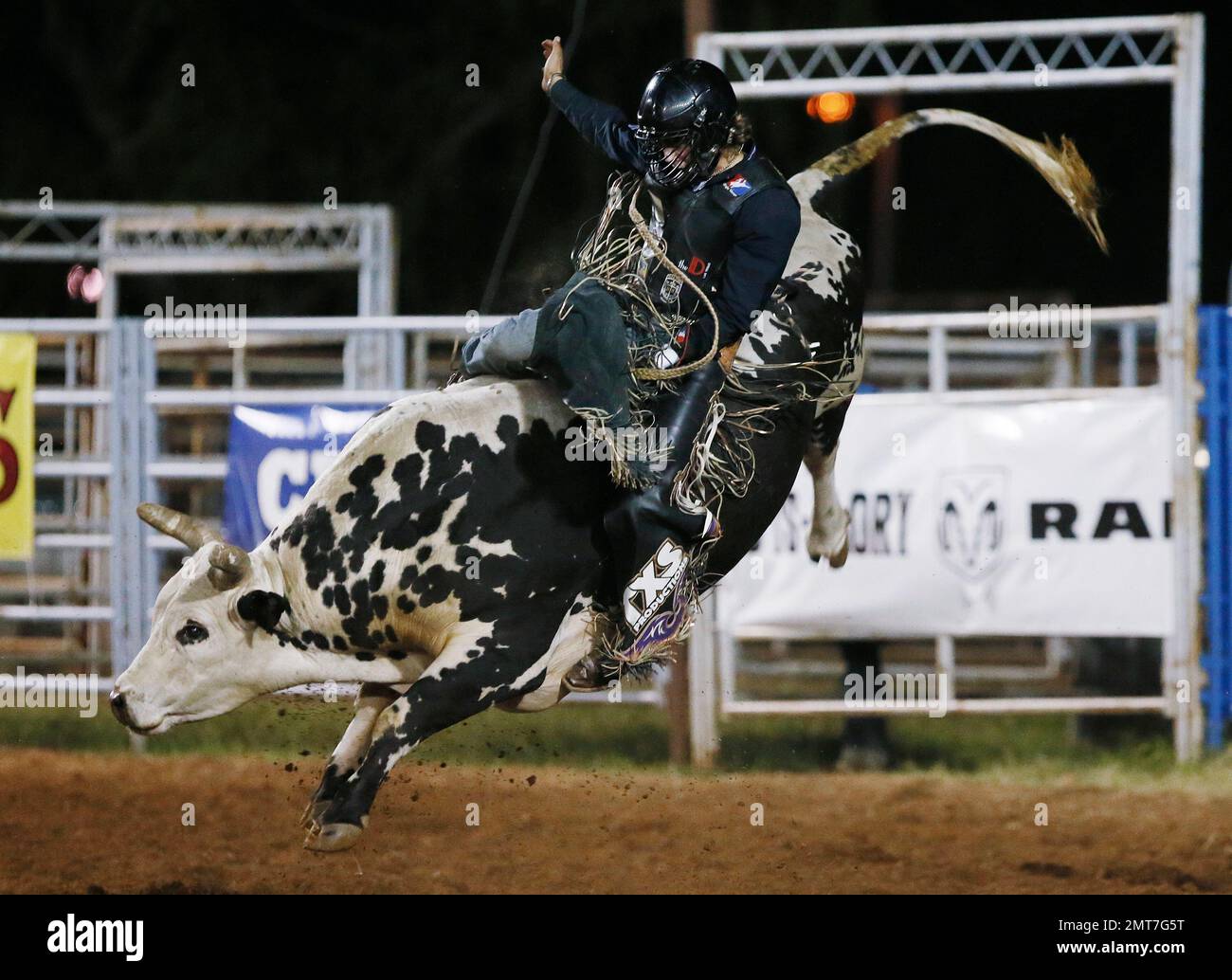 Stetson Wright of Milford, Utah, competes in the bull riding ...