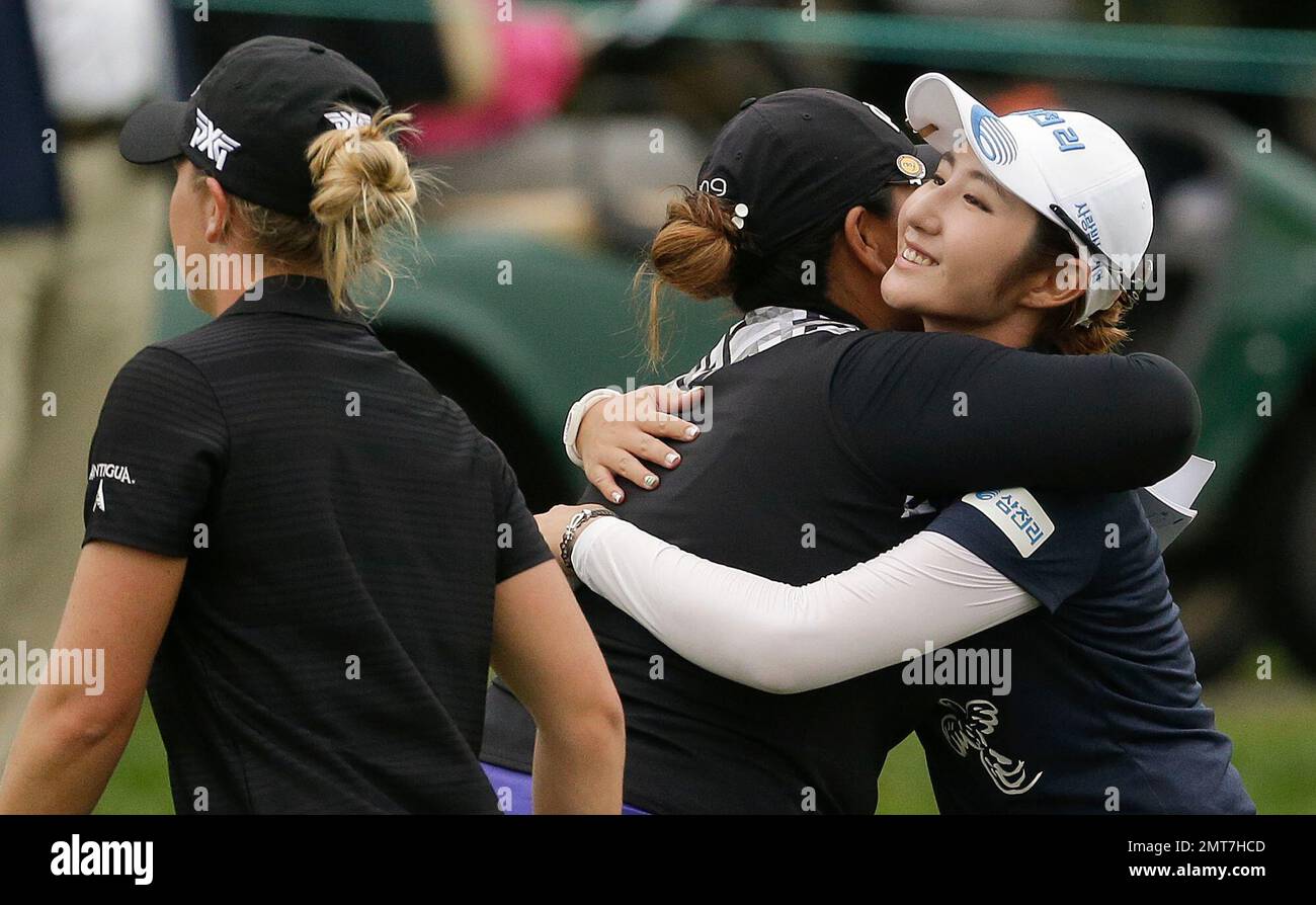 South Korea's Seon Woo Bae hugs Lizette Salas after finishing on the ...
