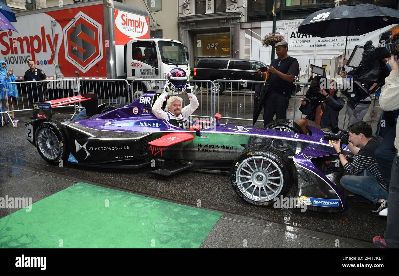 Sir Richard Branson poses on Fifth Avenue with a DS Virgin Racing ...