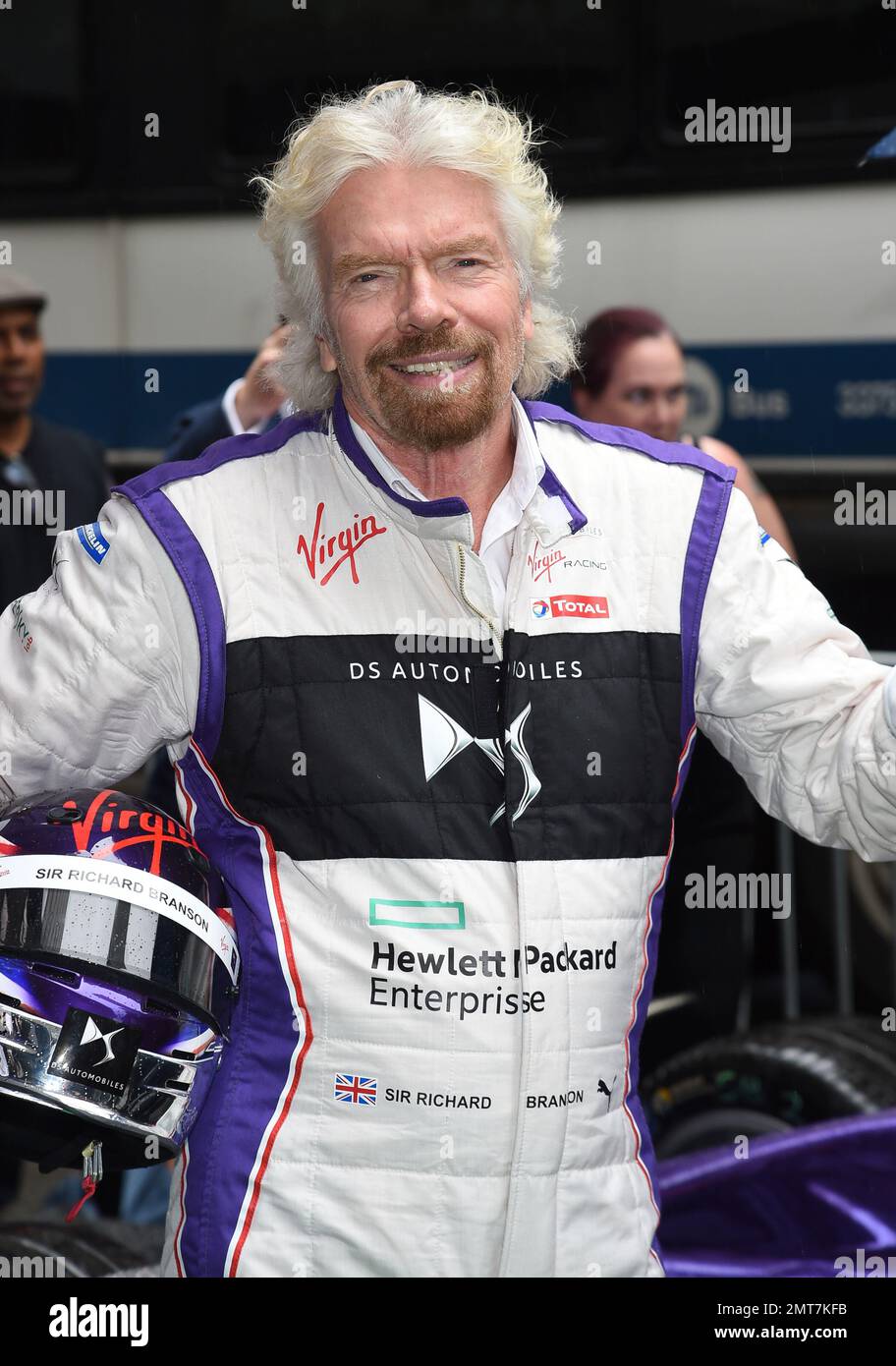 Sir Richard Branson poses on Fifth Avenue with a DS Virgin Racing ...