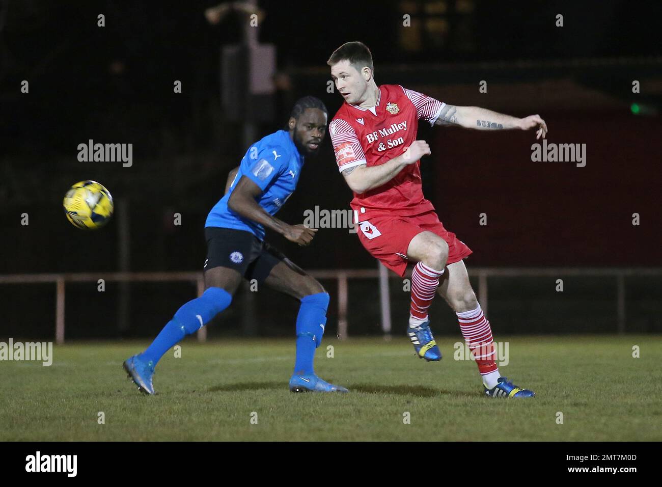 Charlie Stimson of Hornchurch and Henry Lukombo of Billericay during ...