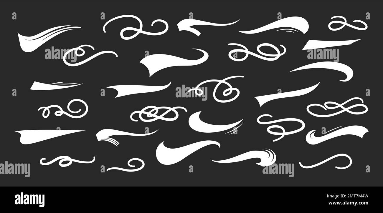 Handmade swooch tail set, brush lines in doodle. Lettering underlines ...