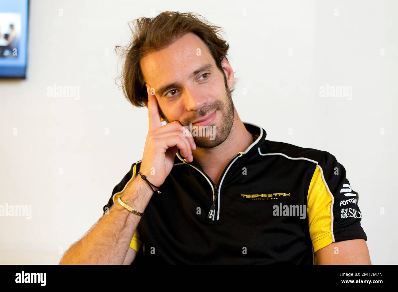 Formula E driver Jean-Eric Vergne is interviewed, in New York, Thursday ...